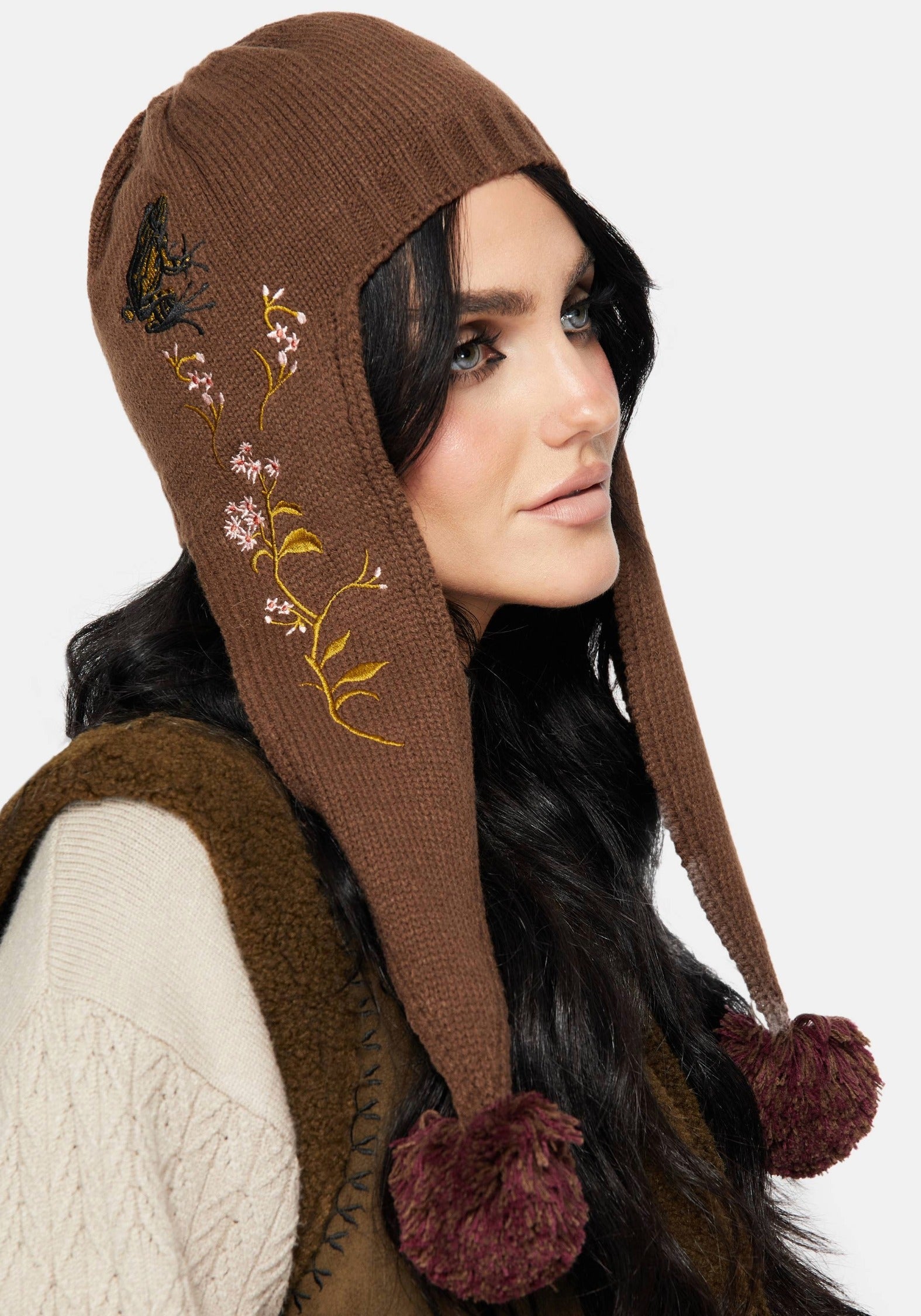 Liora Moth Floral Pom Pom Hat – Disturbia