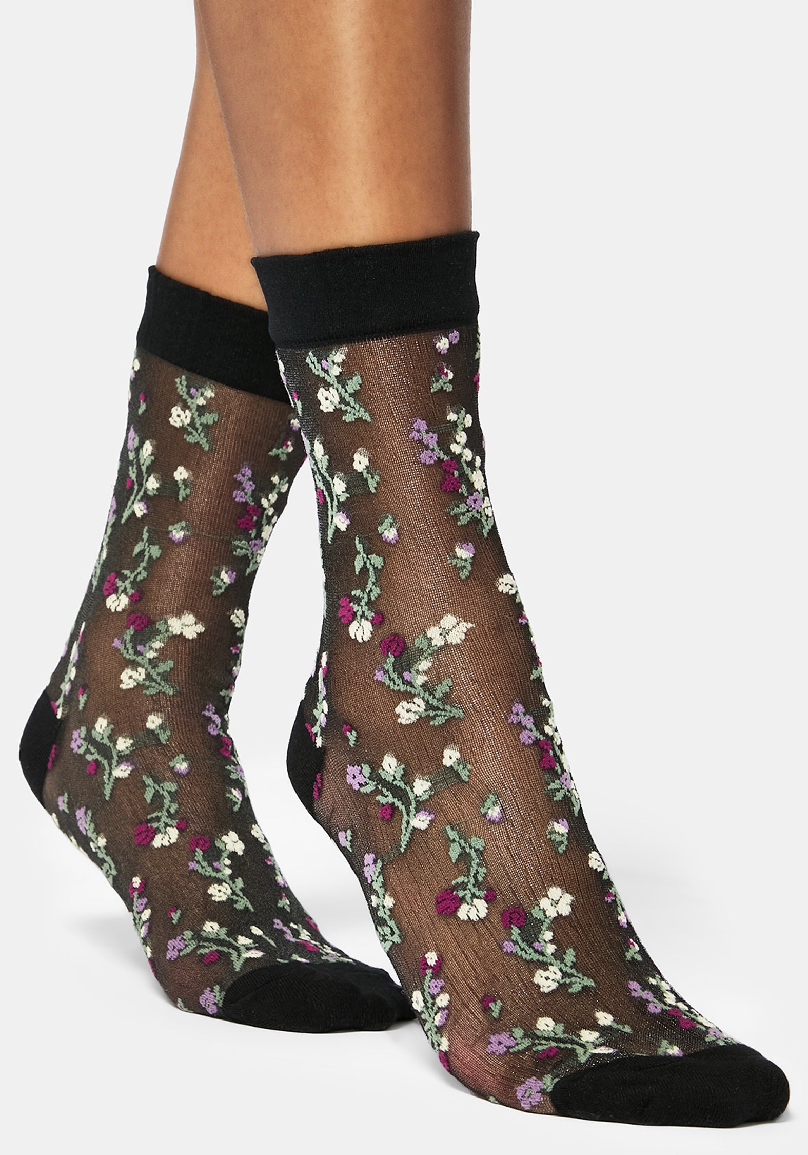 Everblooming Floral Mesh Socks - Purple – Disturbia