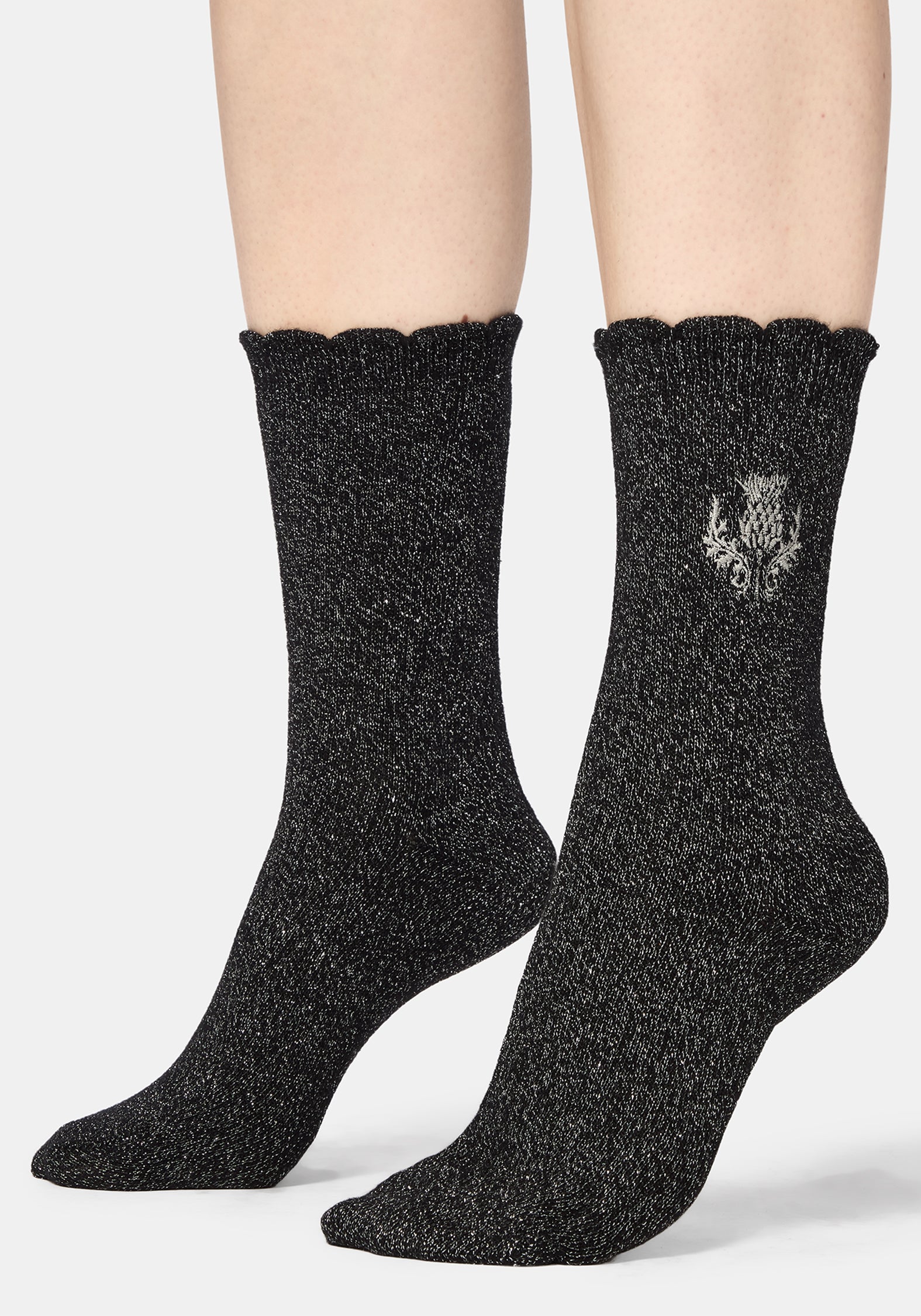 Lurex Thistle Embroidered Socks – Disturbia