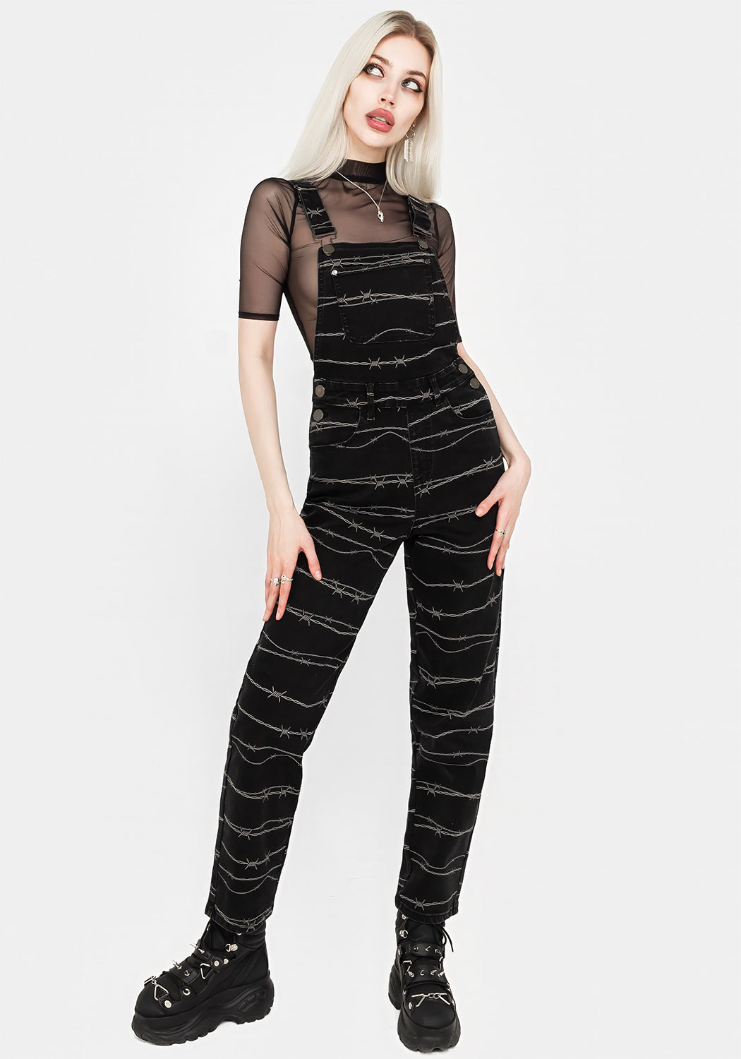 Disturbia | Barbed Wire Mom Dungarees | Dungarees