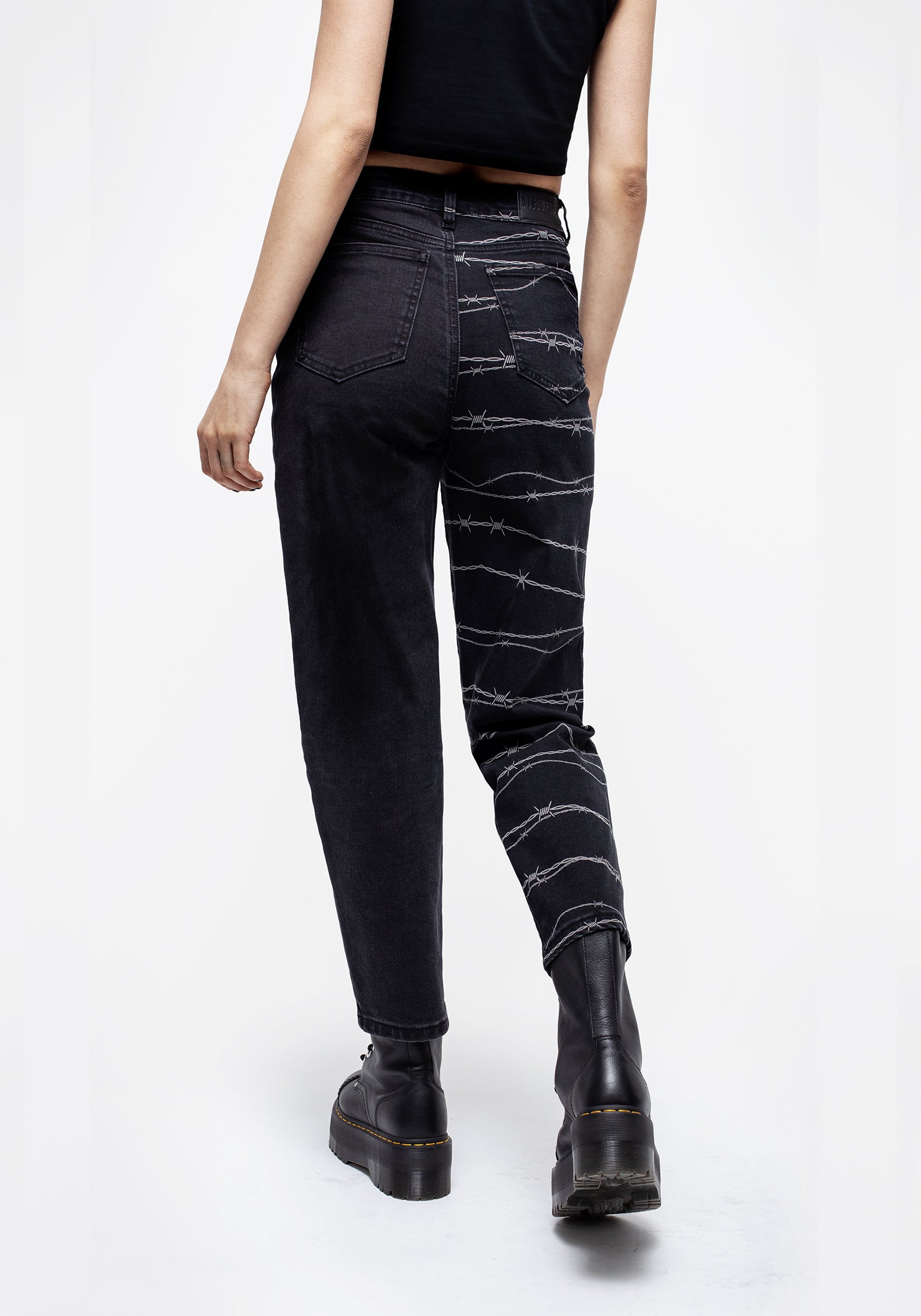Disturbia | Barbed Wire Spliced Mom Jeans | Jeans