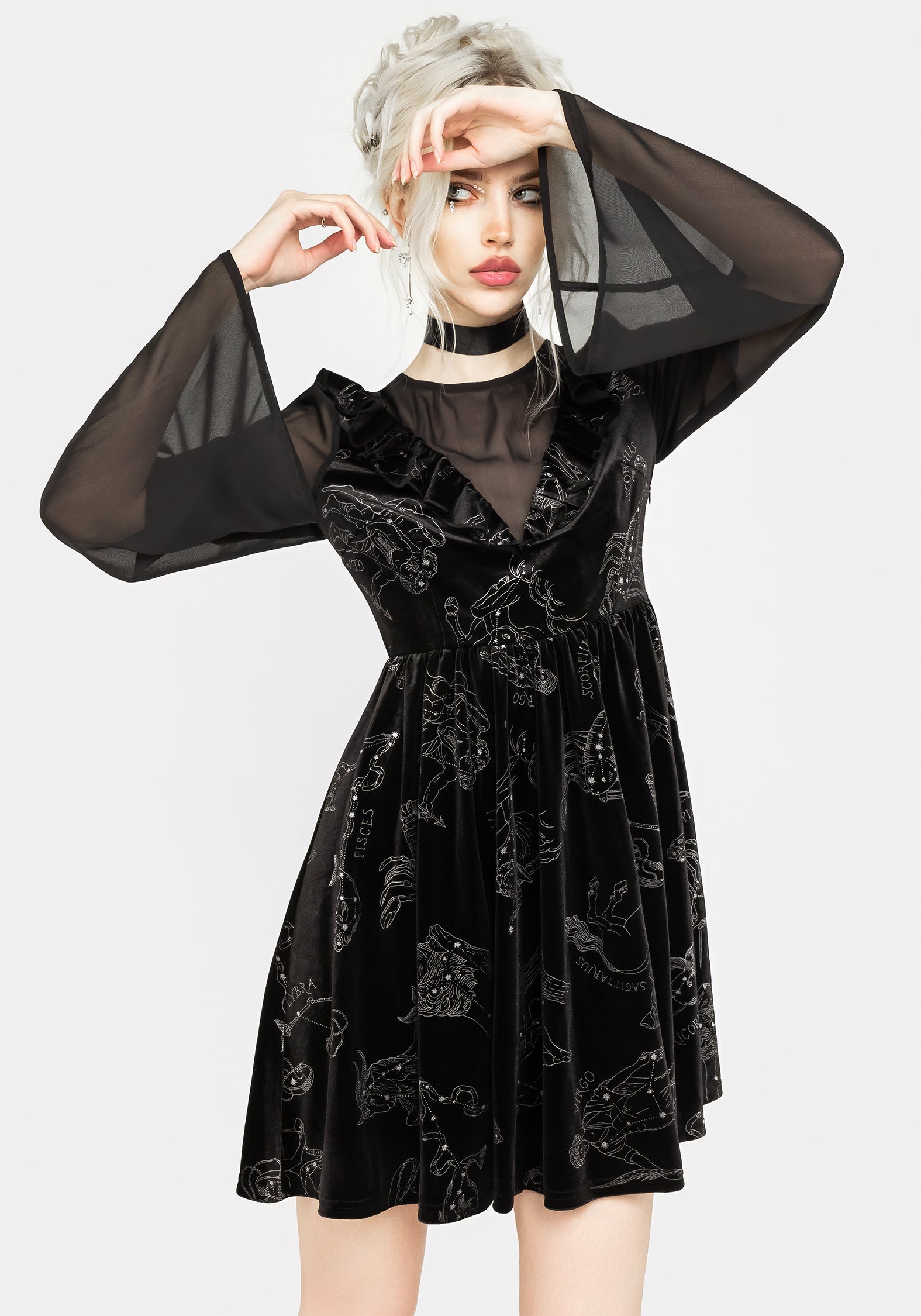 Disturbia | Zodiac Foil Print Mini Dress | Dresses