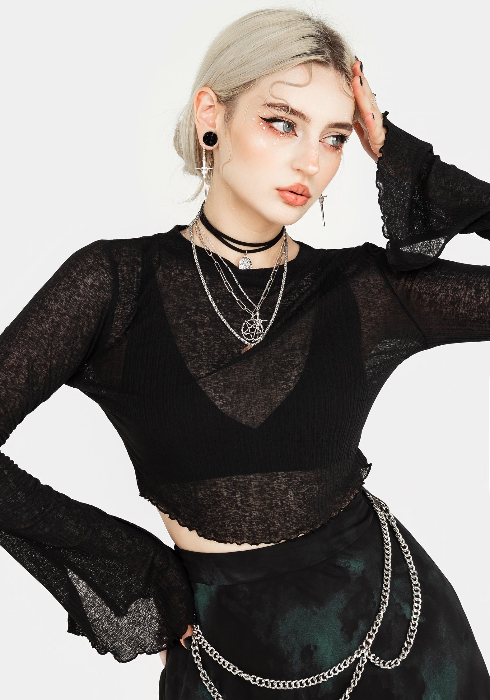 Disturbia | Cassia Jersey Mesh Crop Top | Tops