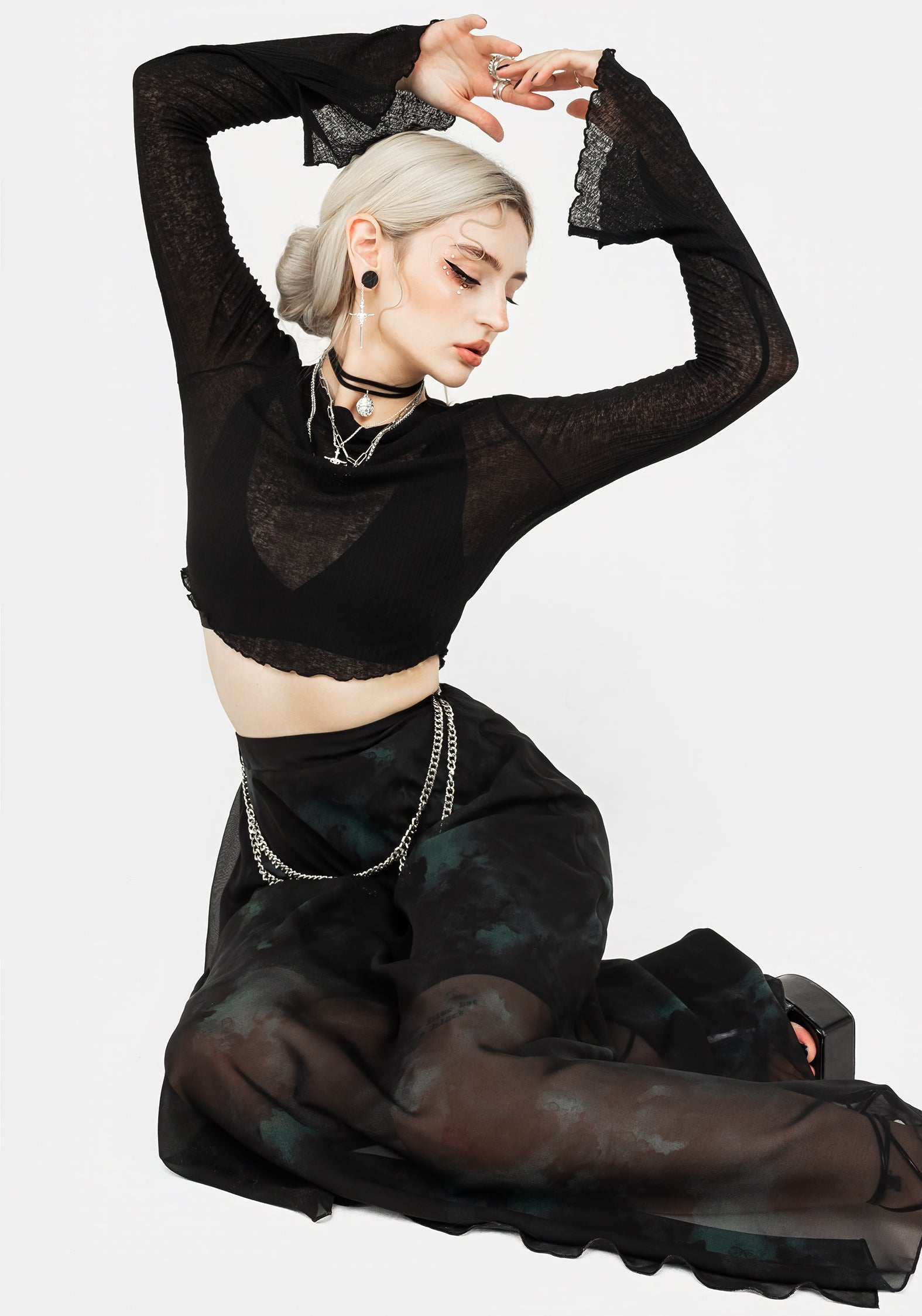 Disturbia | Cassia Jersey Mesh Crop Top | Tops