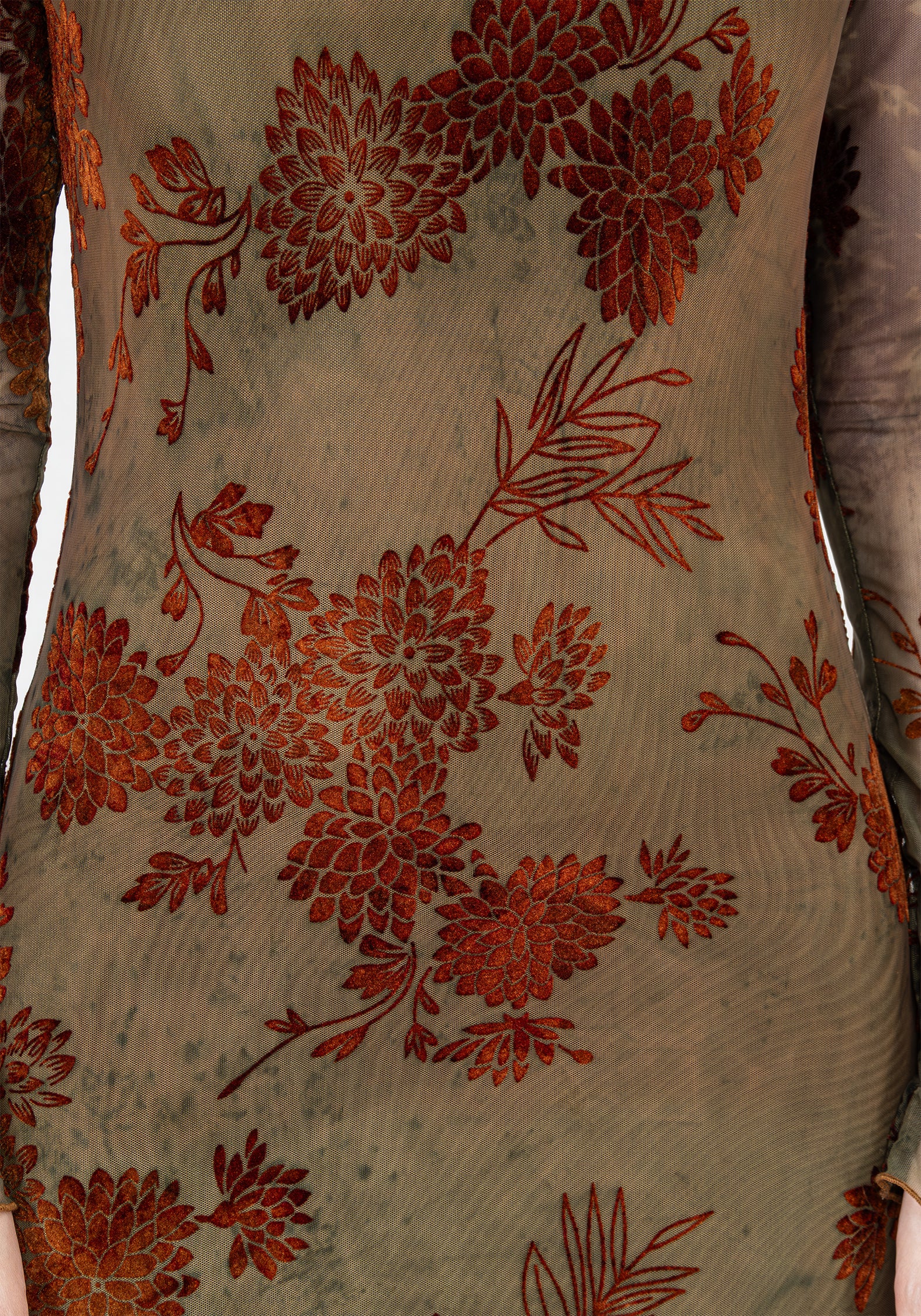 Disturbia | Rosaleigh Flock Velour Mesh Midaxi Dress | Dresses