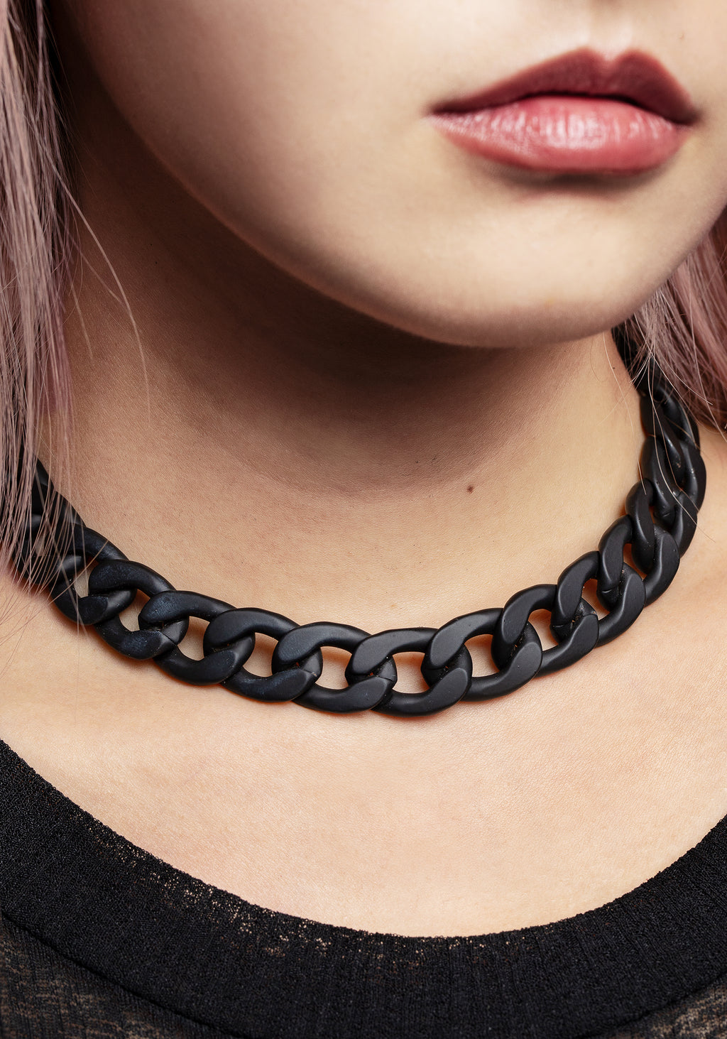 Disturbia | Jet Chunky Rope Chain Choker Necklace | Necklaces