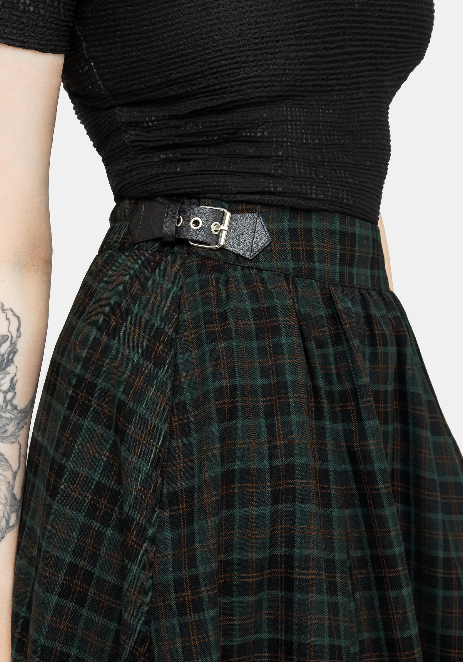 Disturbia | Nightingale Buckled Check Midi Skirt | Skirts