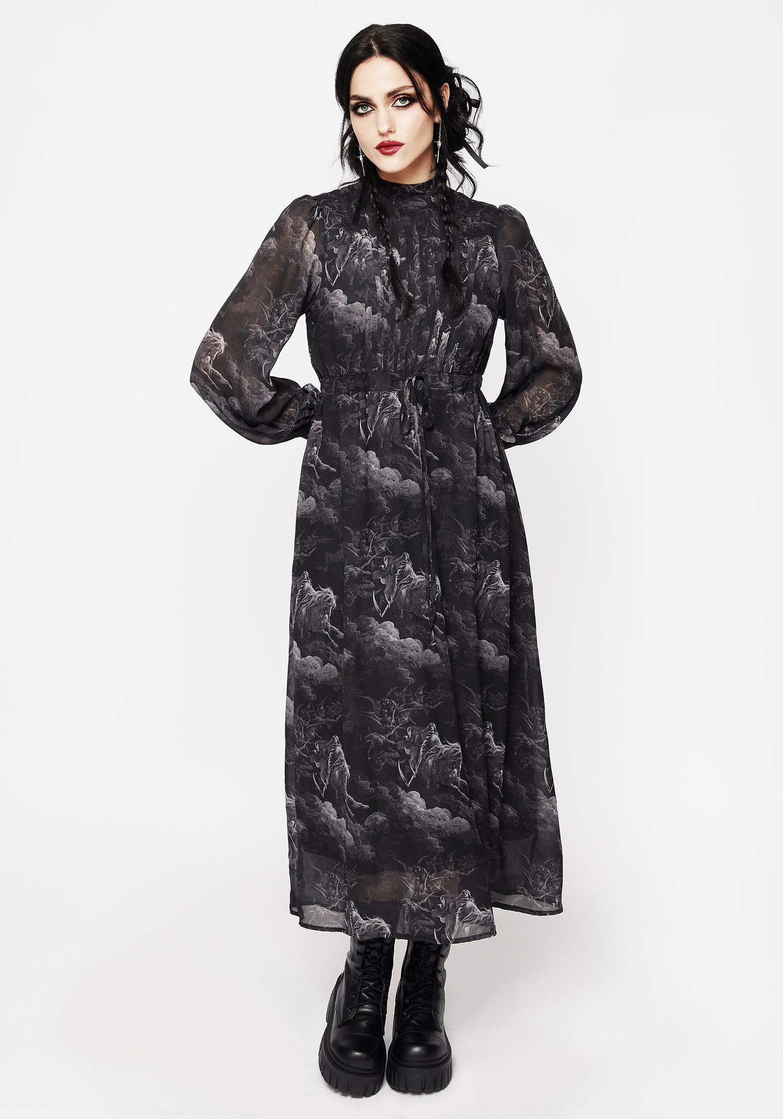 Disturbia | Revelation Chiffon High Neck Midaxi Dress | Dresses
