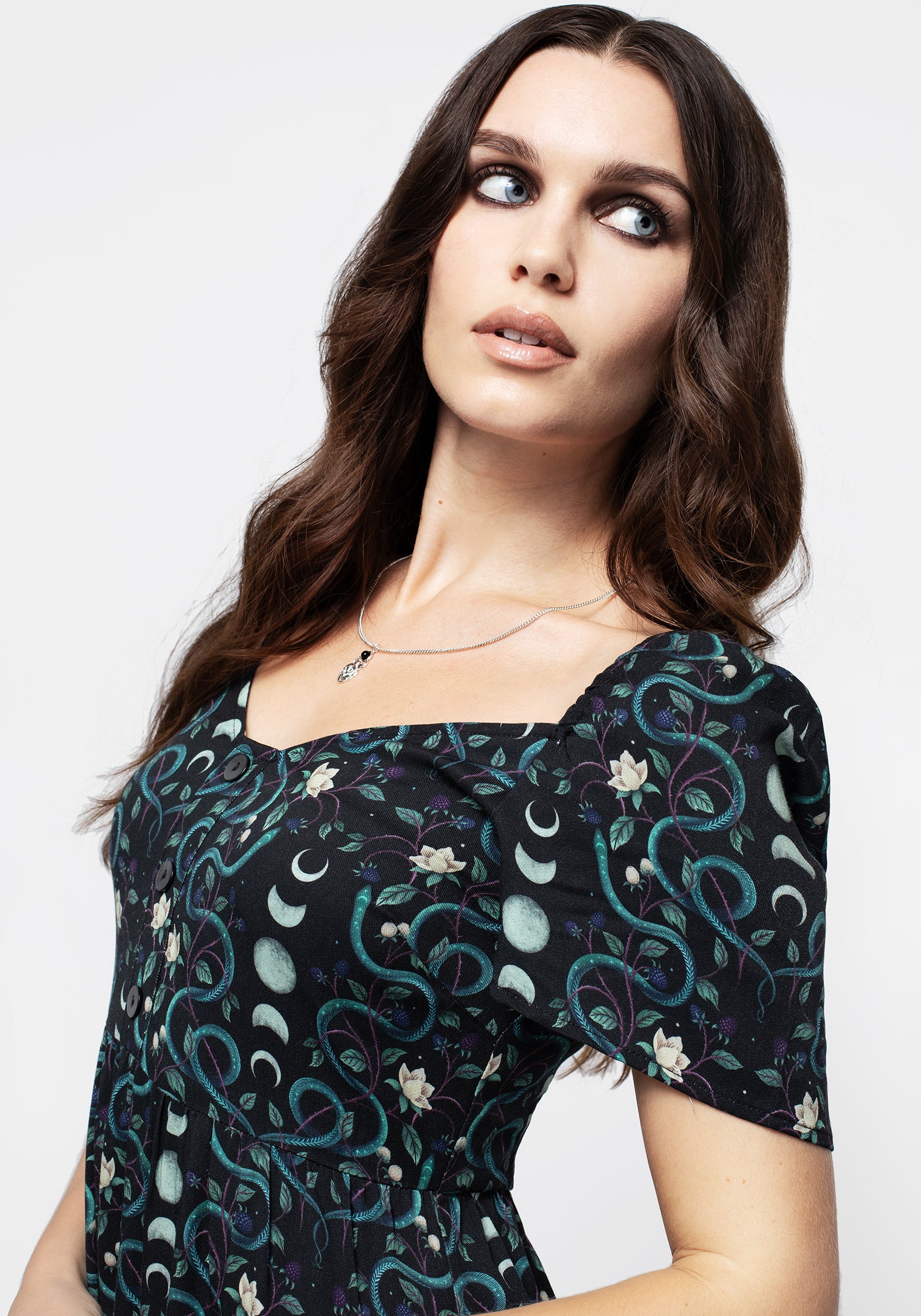 Disturbia | Pythia Print Button Front Mini Dress | Dresses