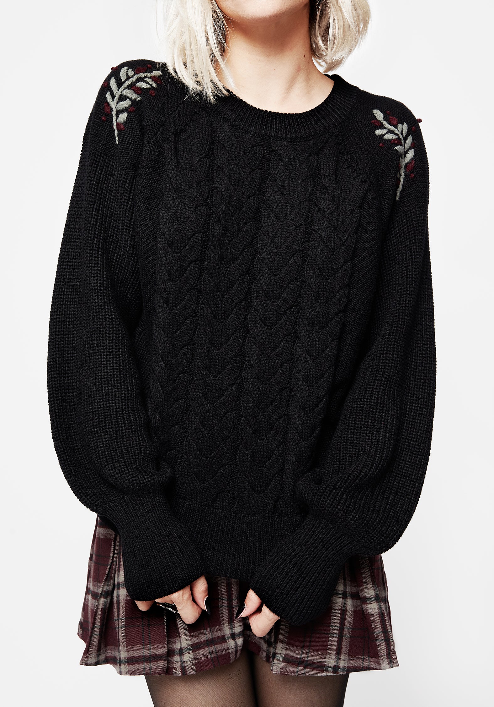 Disturbia | Patrice Embroidered Cable Knit Jumper | Jumpers