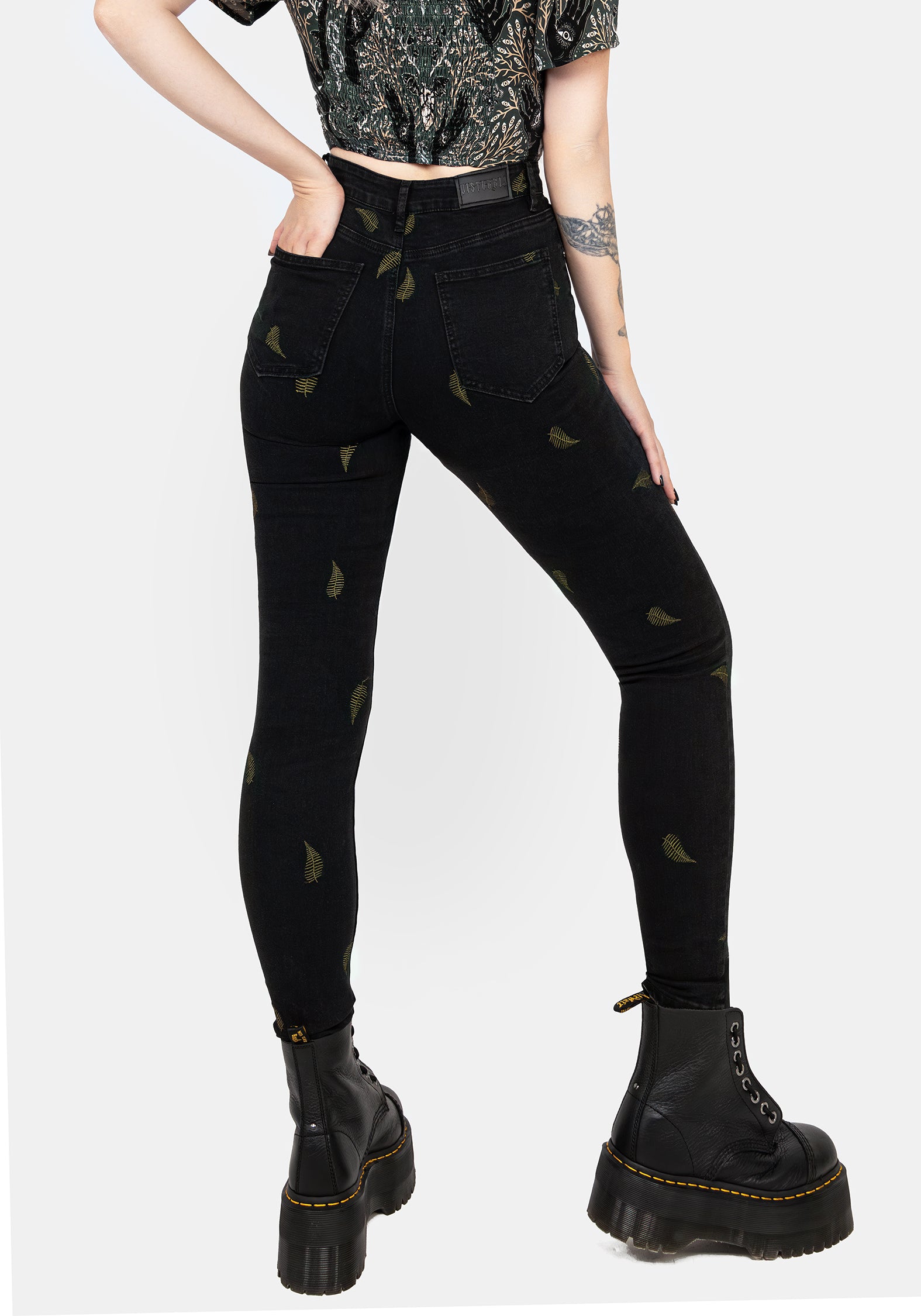 Disturbia | Osmunda Fern Embroidered Denim Skinny Jeans | Trousers