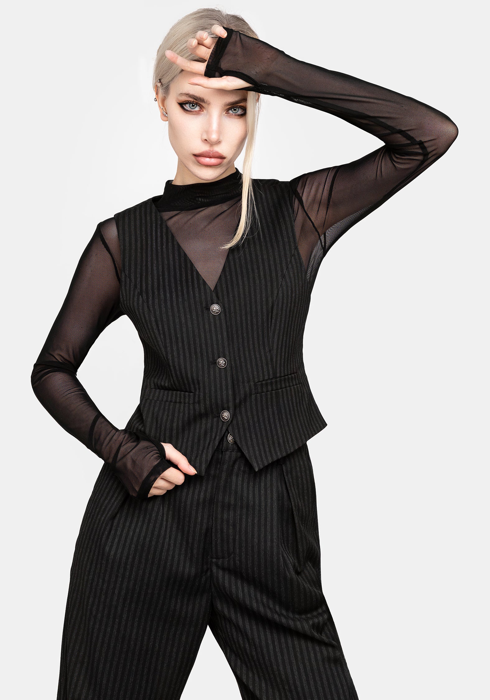 Disturbia | Necrosis High Neck Long Sleeve Mesh Top | Tops