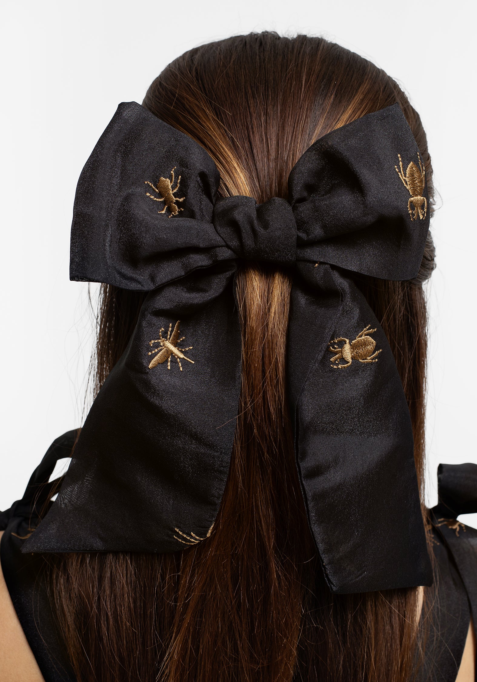 Disturbia | Insectarium Embroidered Organza Bow Barrette Hair Clip ...