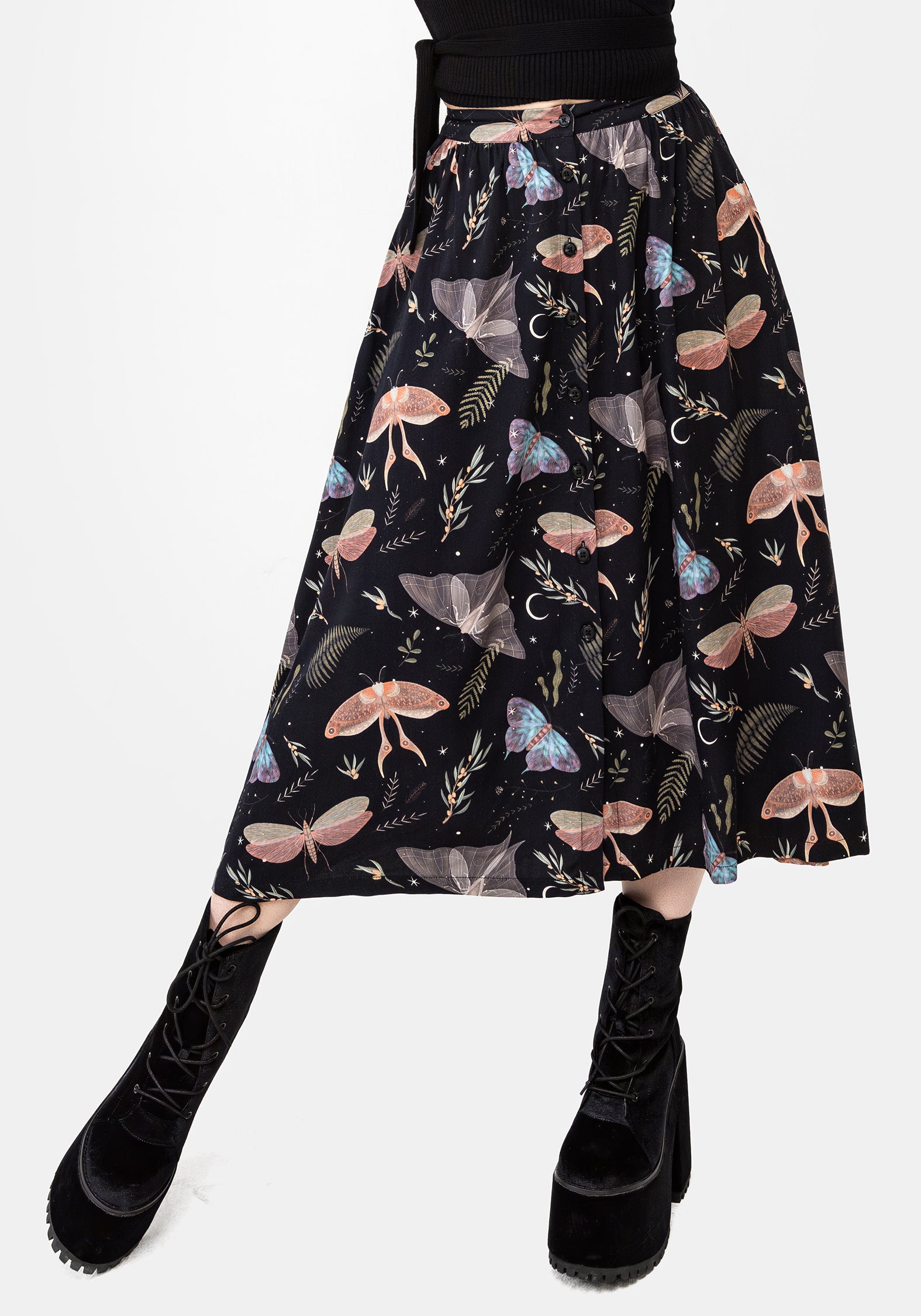 Disturbia | Nightmoth Button Up Midi Skirt | Skirts