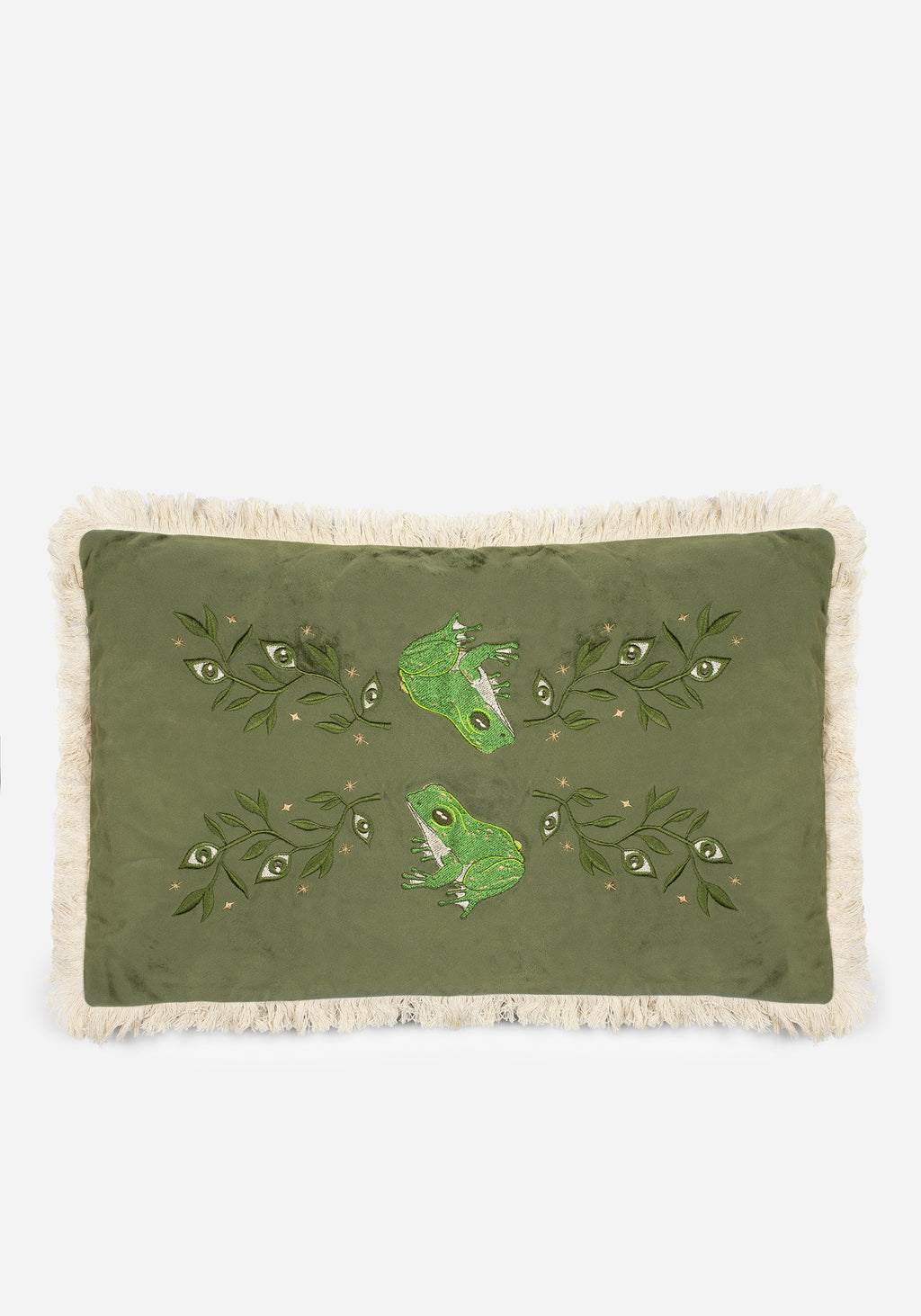 Disturbia | Swamplife Embroidered Velour Rectangle Fringe Cushion ...