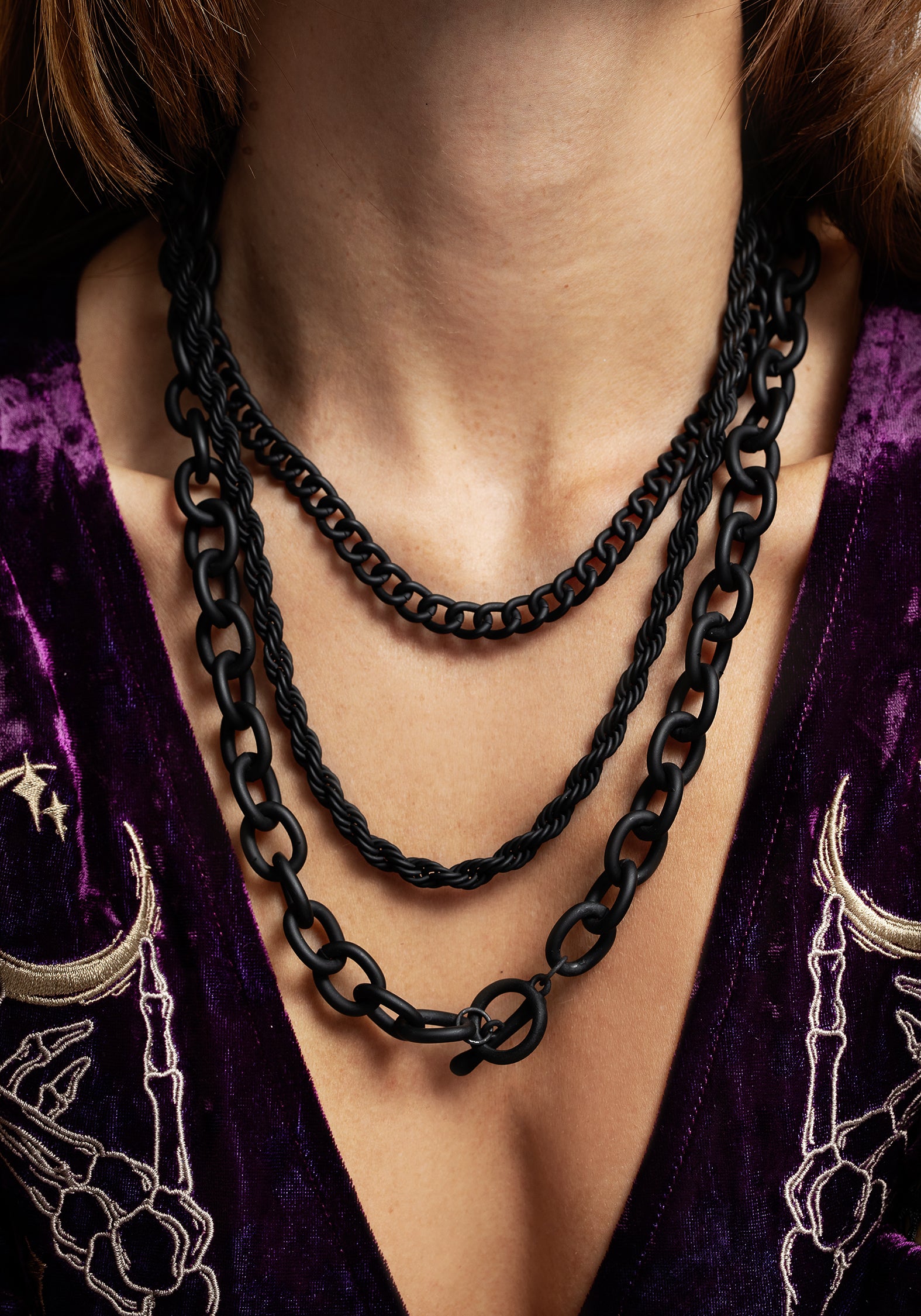 Disturbia | Jet Chunky Chain Layered Necklace | Necklaces