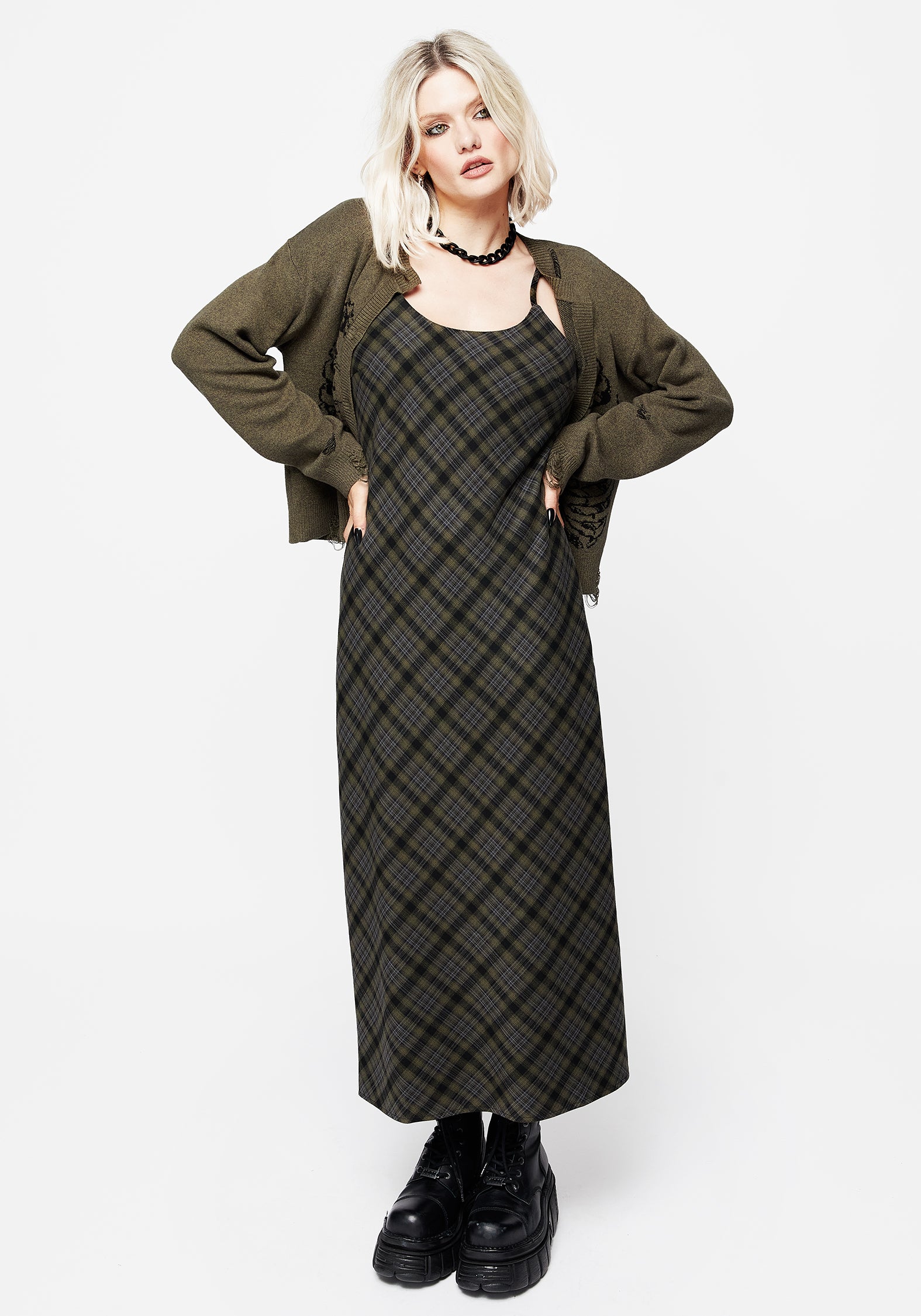 Disturbia | Reseda Check Midaxi Cami Dress | Dresses