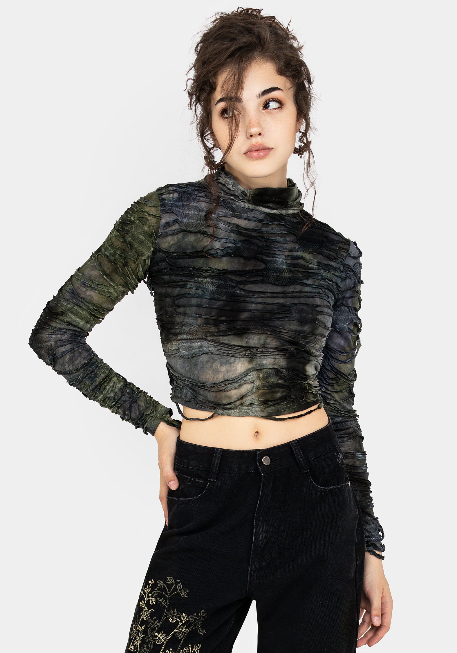 Disturbia | Chlorella Distressed Long Sleeve Top | Tops