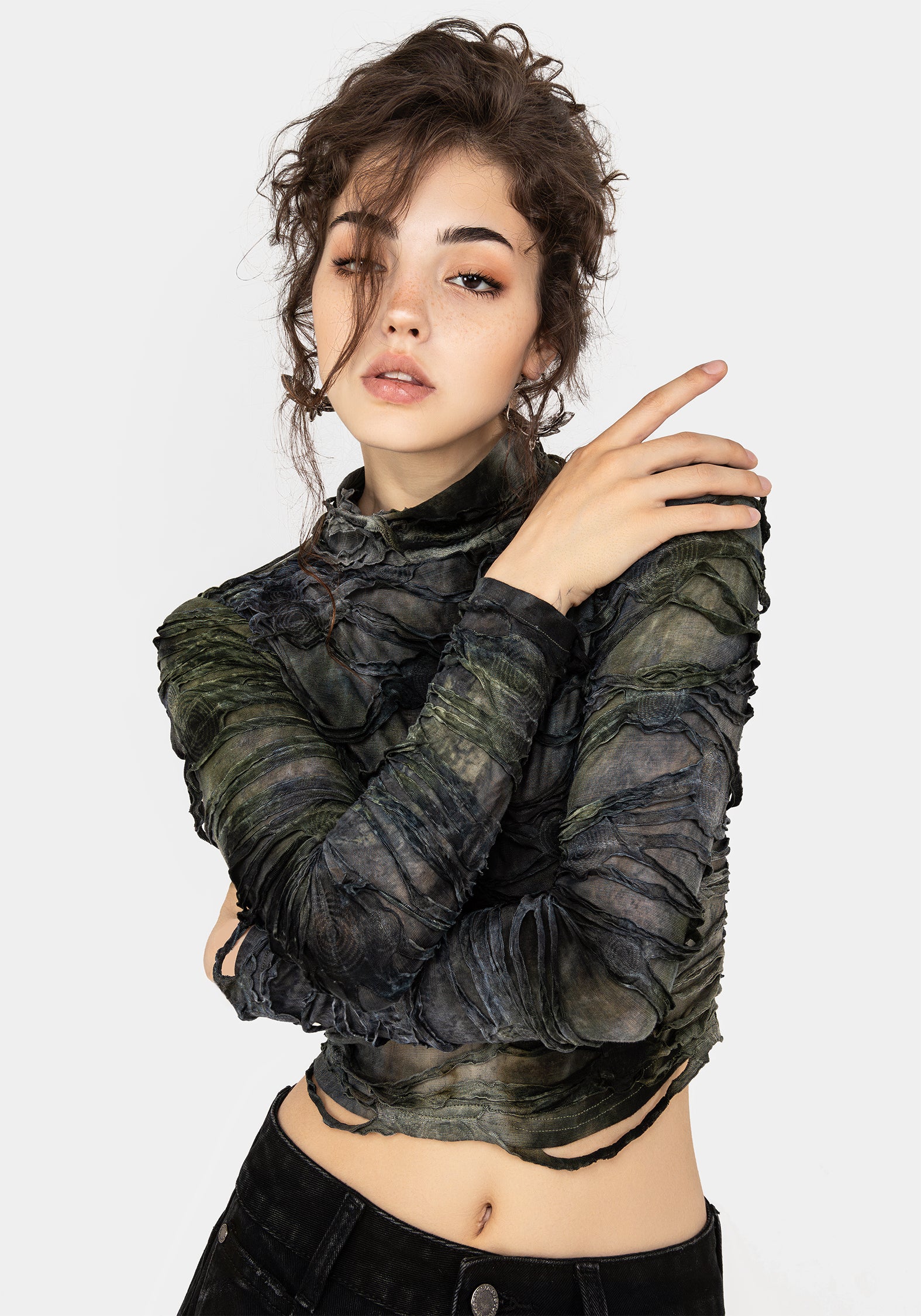 Disturbia | Chlorella Distressed Long Sleeve Top | Tops