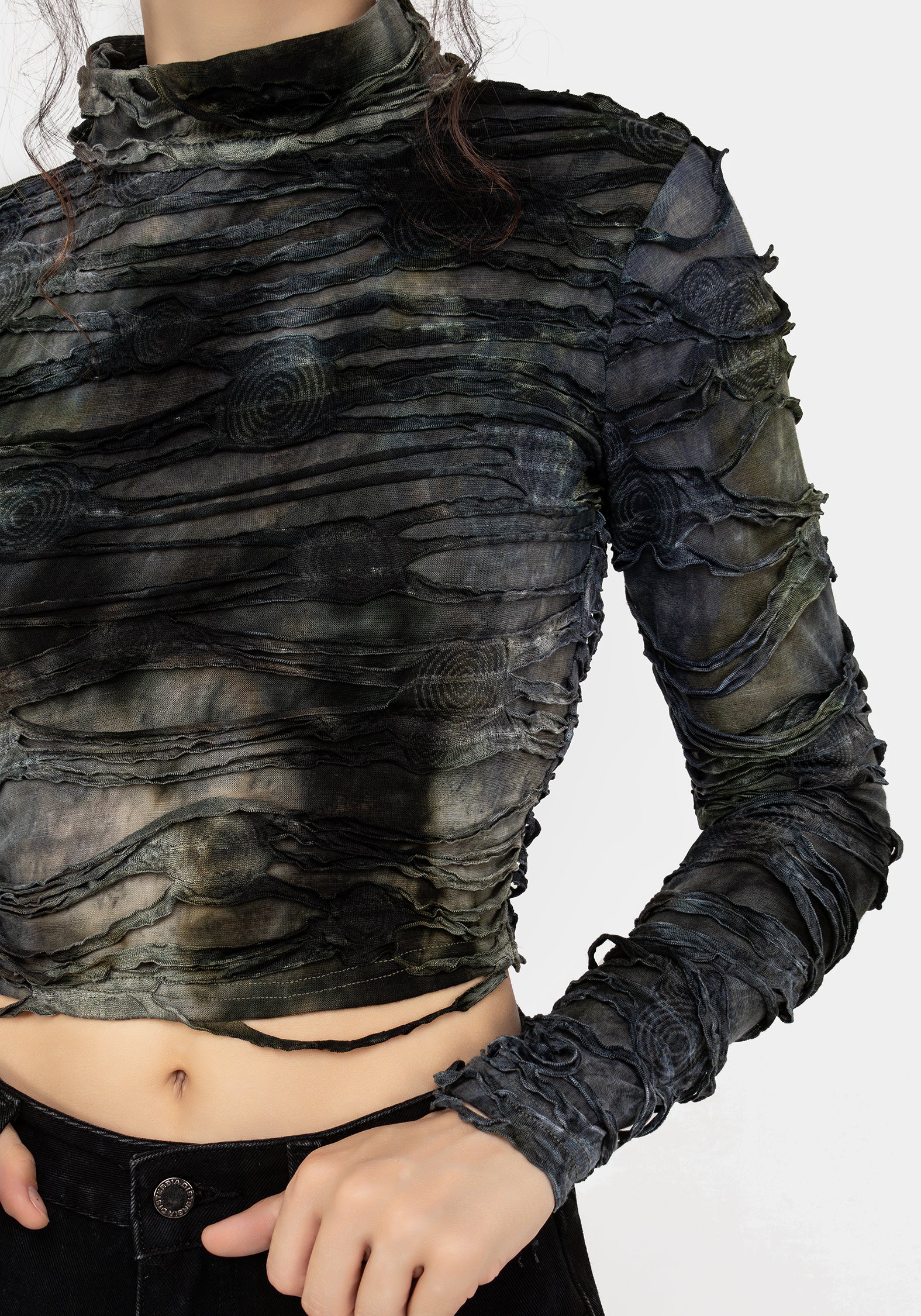 Disturbia | Chlorella Distressed Long Sleeve Top | Tops