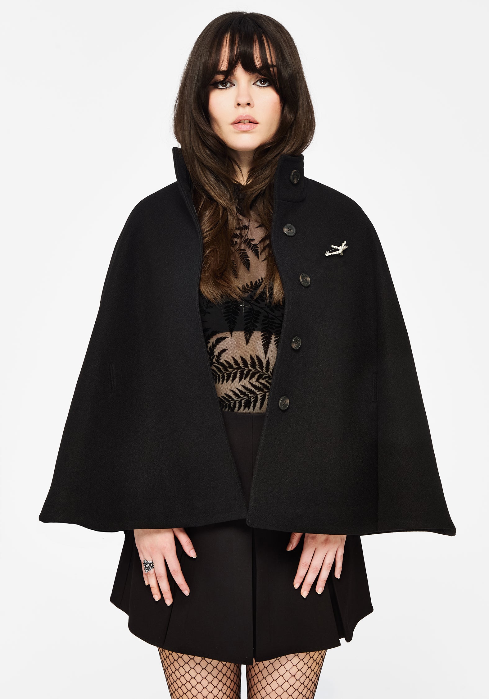 Althea Pin Detail Cape – Disturbia