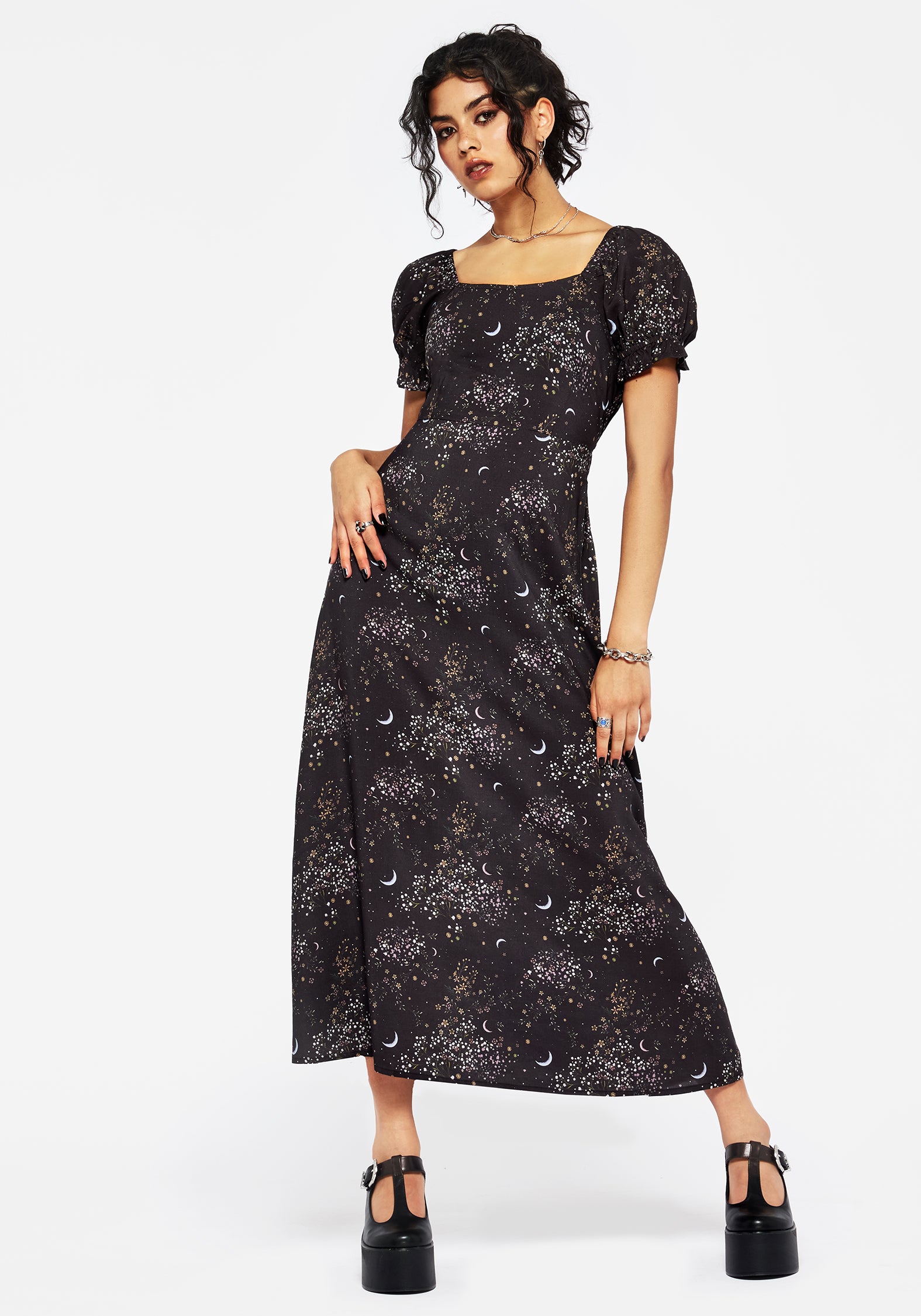 Peaseblossom Celestial Back Cut Out Midi Dress – Disturbia