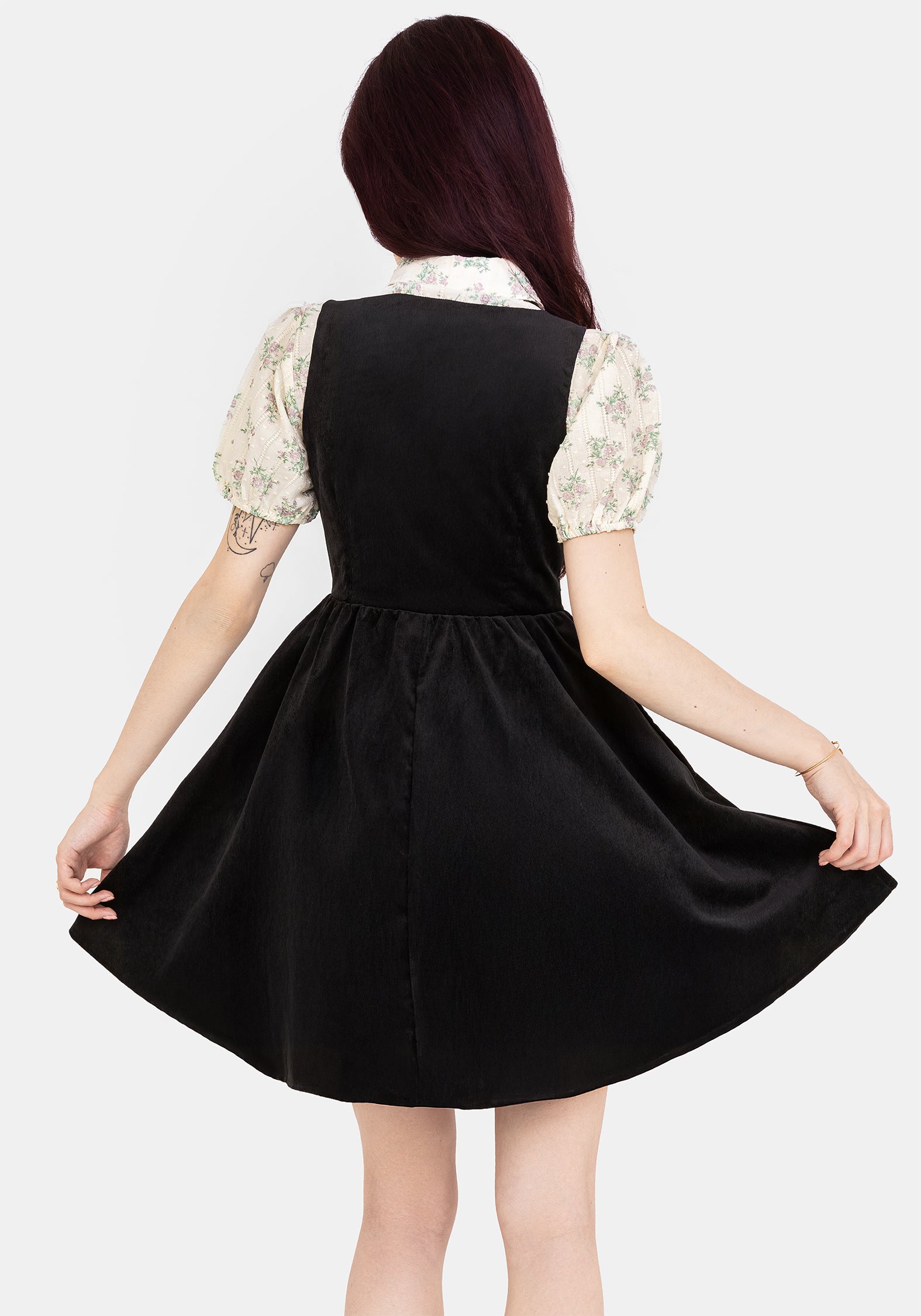 Iris Button Up Pinafore Mini Dress – Disturbia