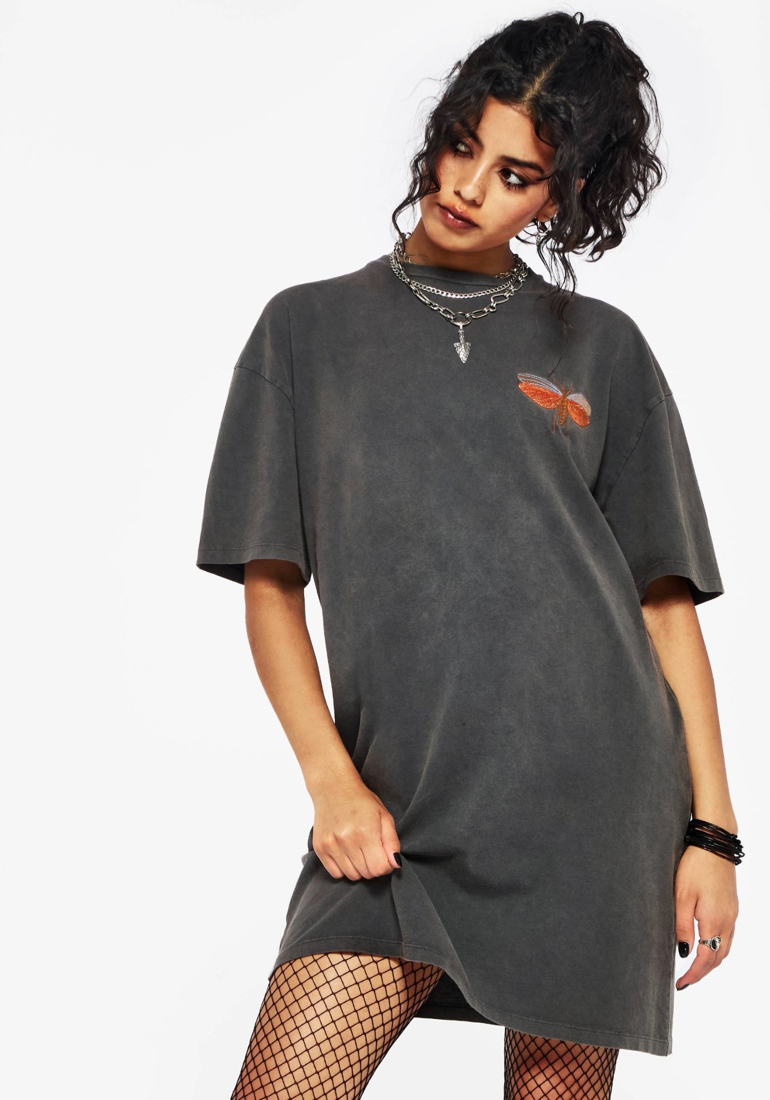 Griffinfly Cotton Embroidered Jersey Mini Tee Dress – Disturbia