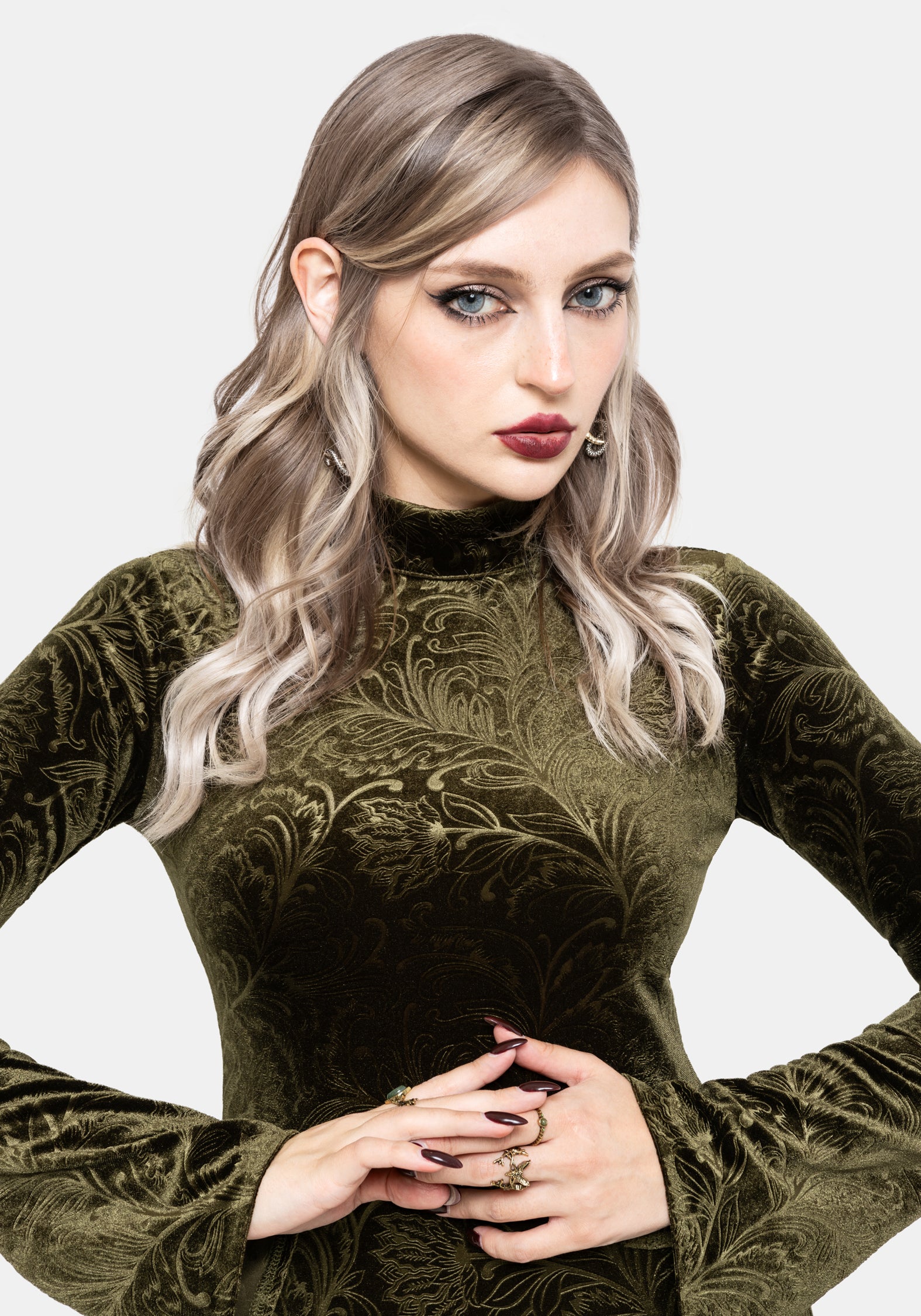 Thornshade Debossed Velour Maxi Dress – Disturbia