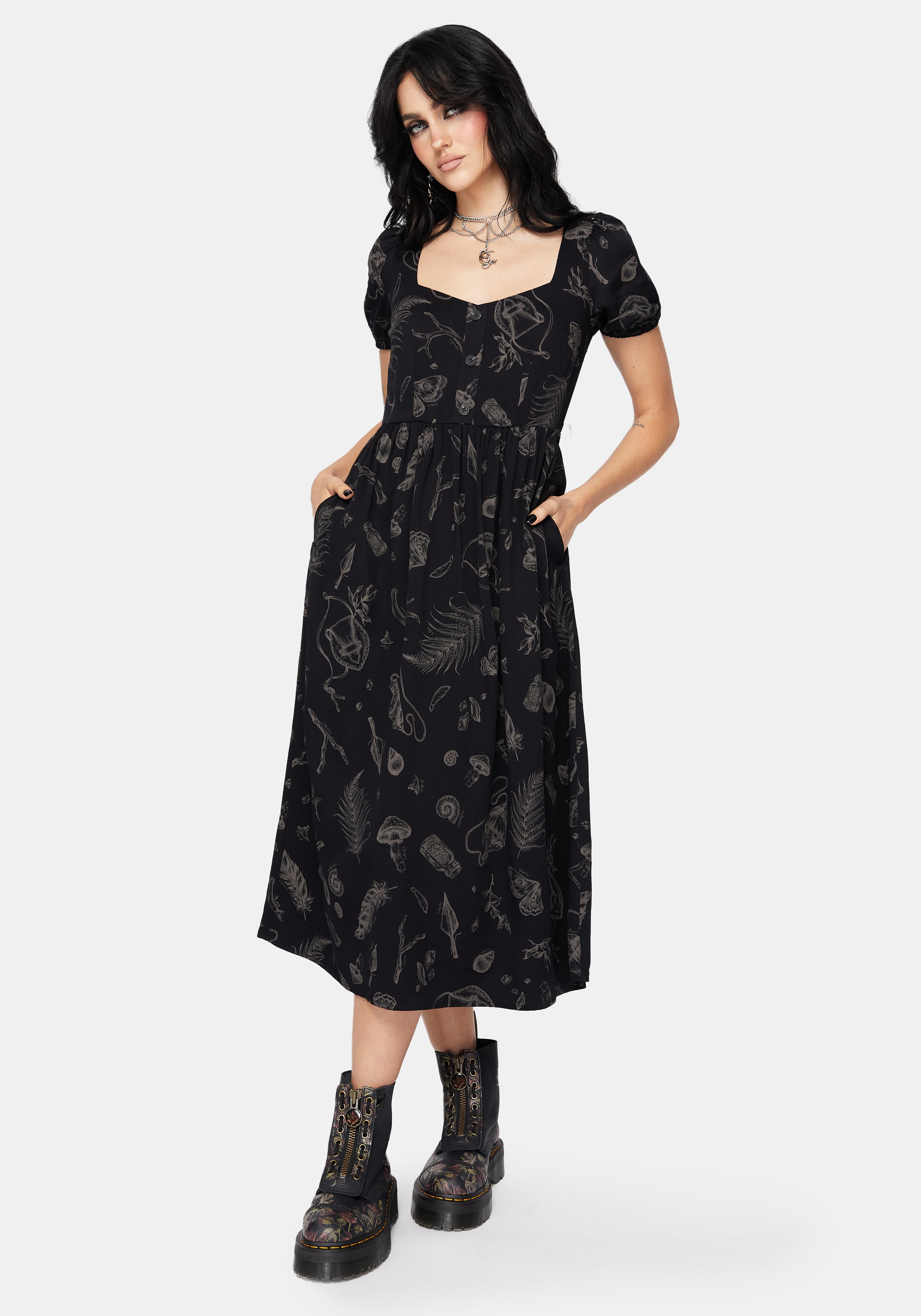 Helena Highland Foraging Button Up Midi Dress – Disturbia