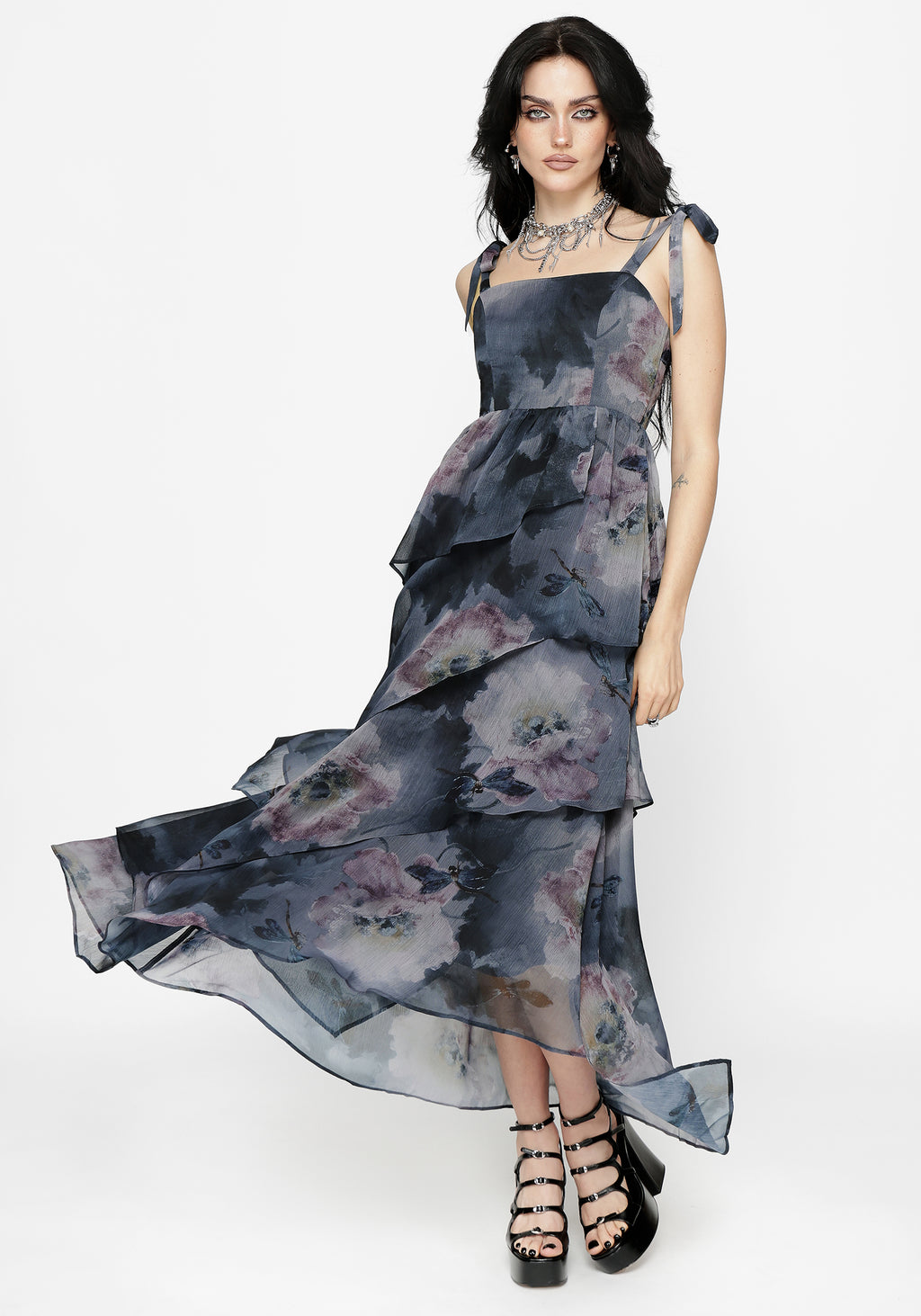 Ophelie Chiffon Tiered Maxi Dress – Disturbia