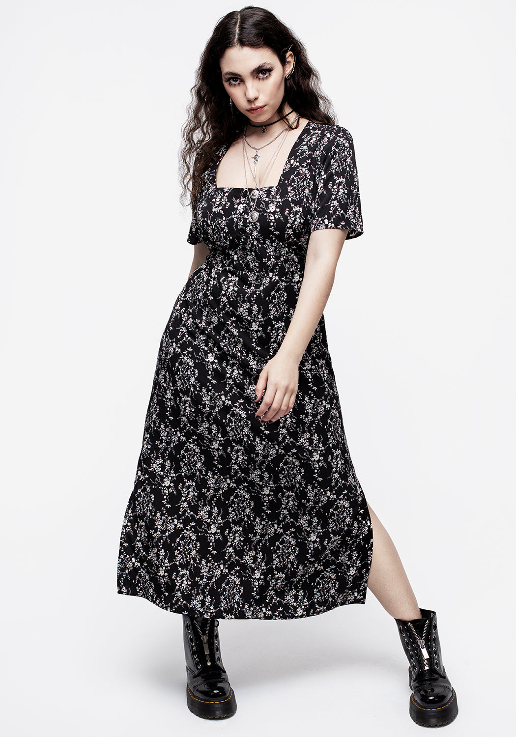 Disturbia | Naomi Floral Square Neck Midaxi Dress | Dresses