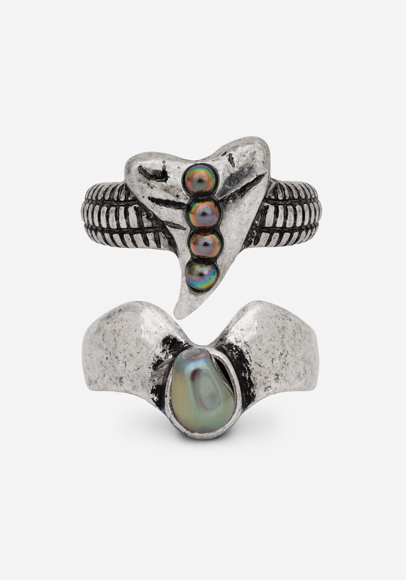 Shark Tooth Black Pearl Layered Ring Set – Disturbia