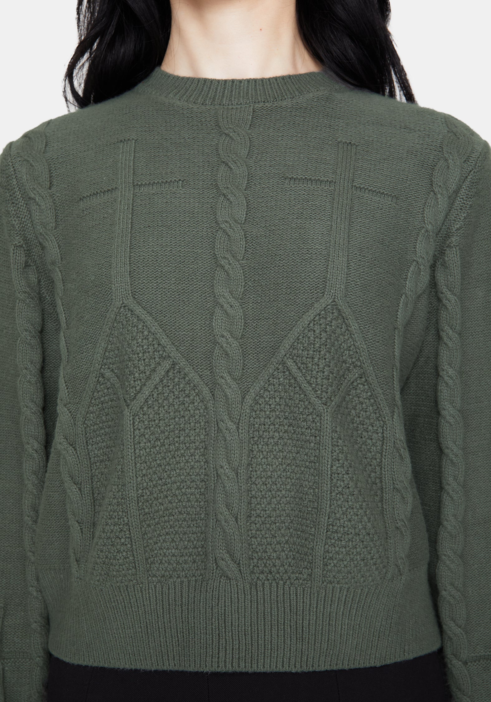 Noir Cotton Gothic Arch Cropped Cable Knit Jumper – Disturbia