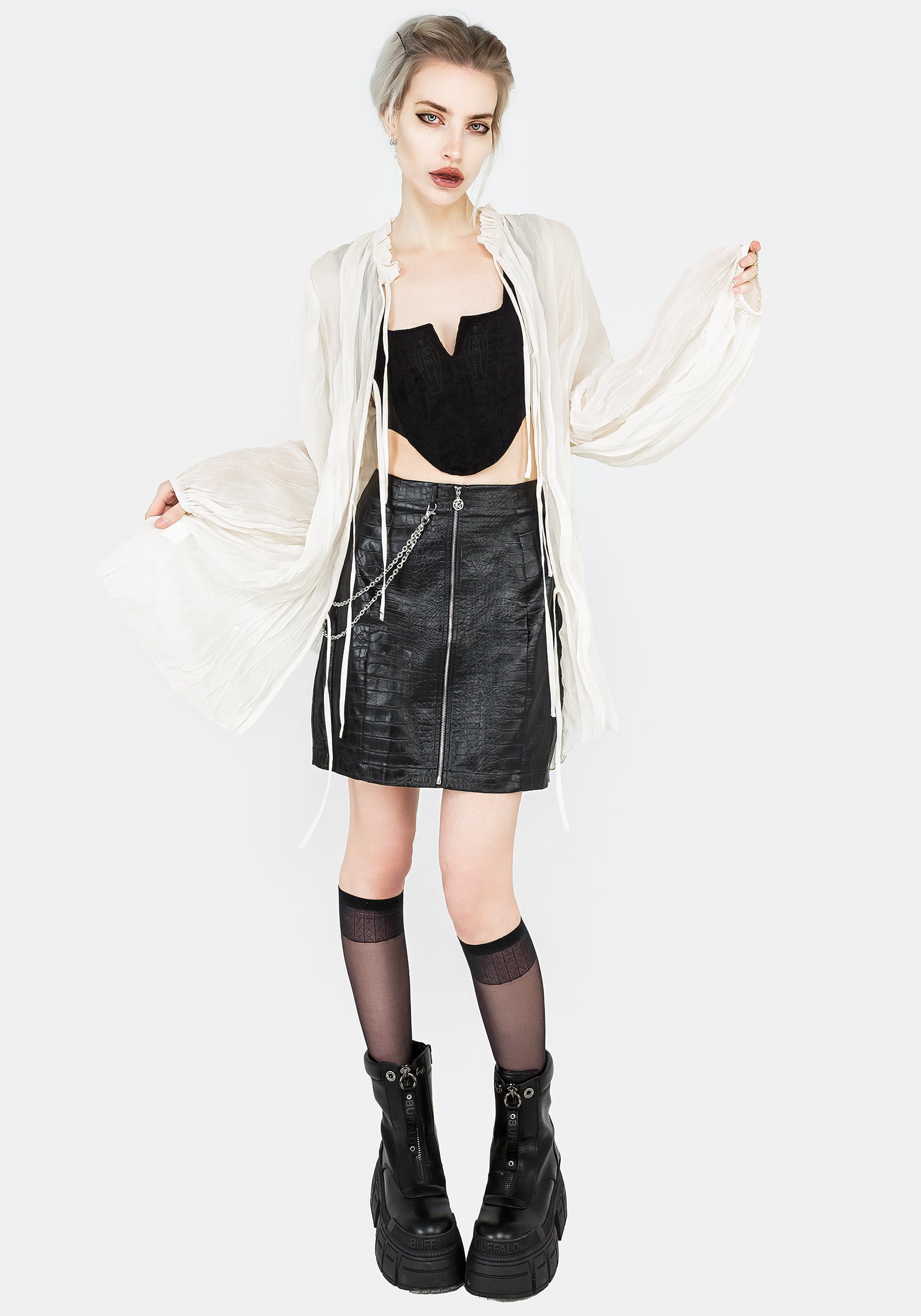 Disturbia | Villain Textured Blouse - White | Tops