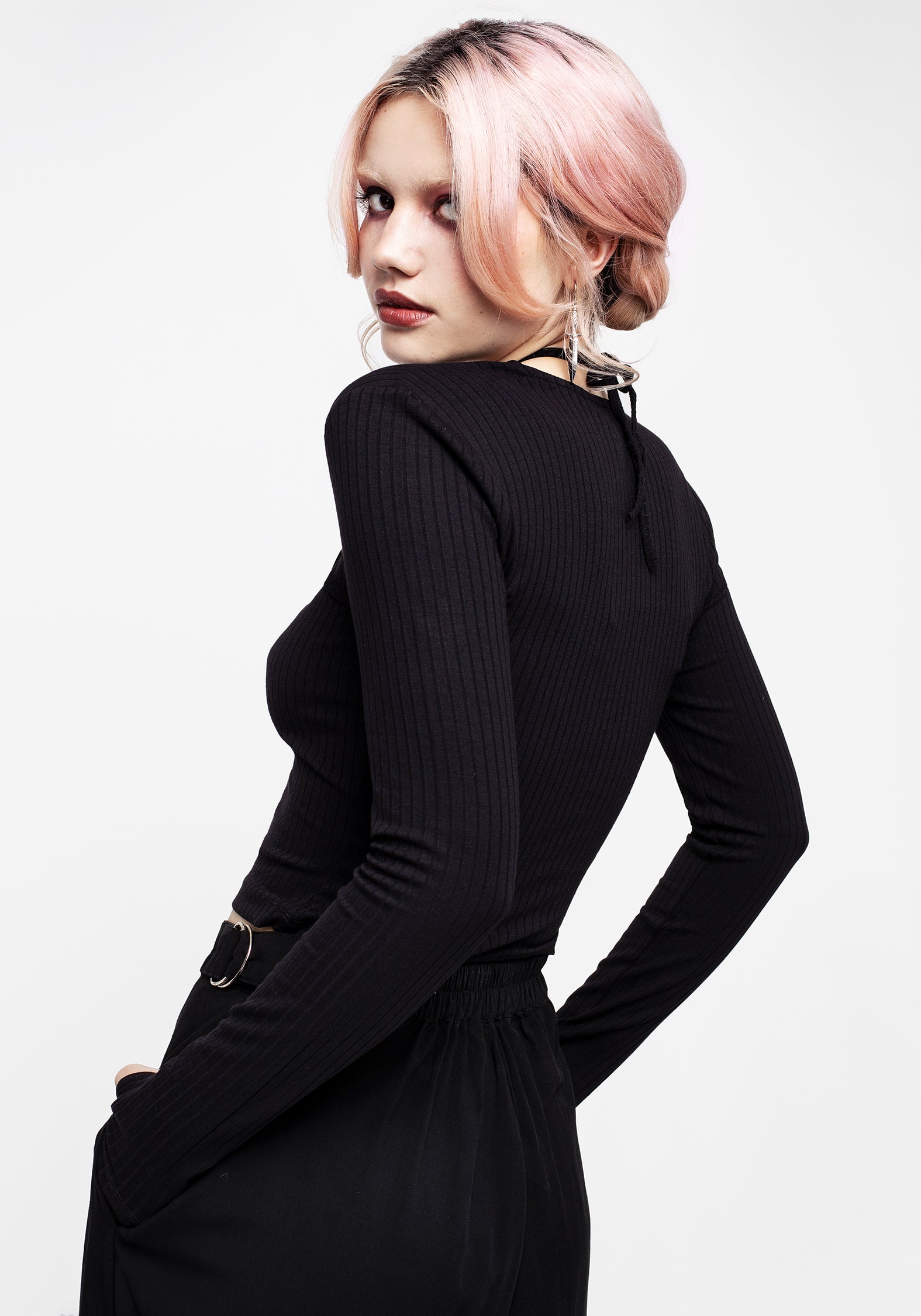 Disturbia | Joanna Pentagram Long Sleeve Ribbed Top | Tops