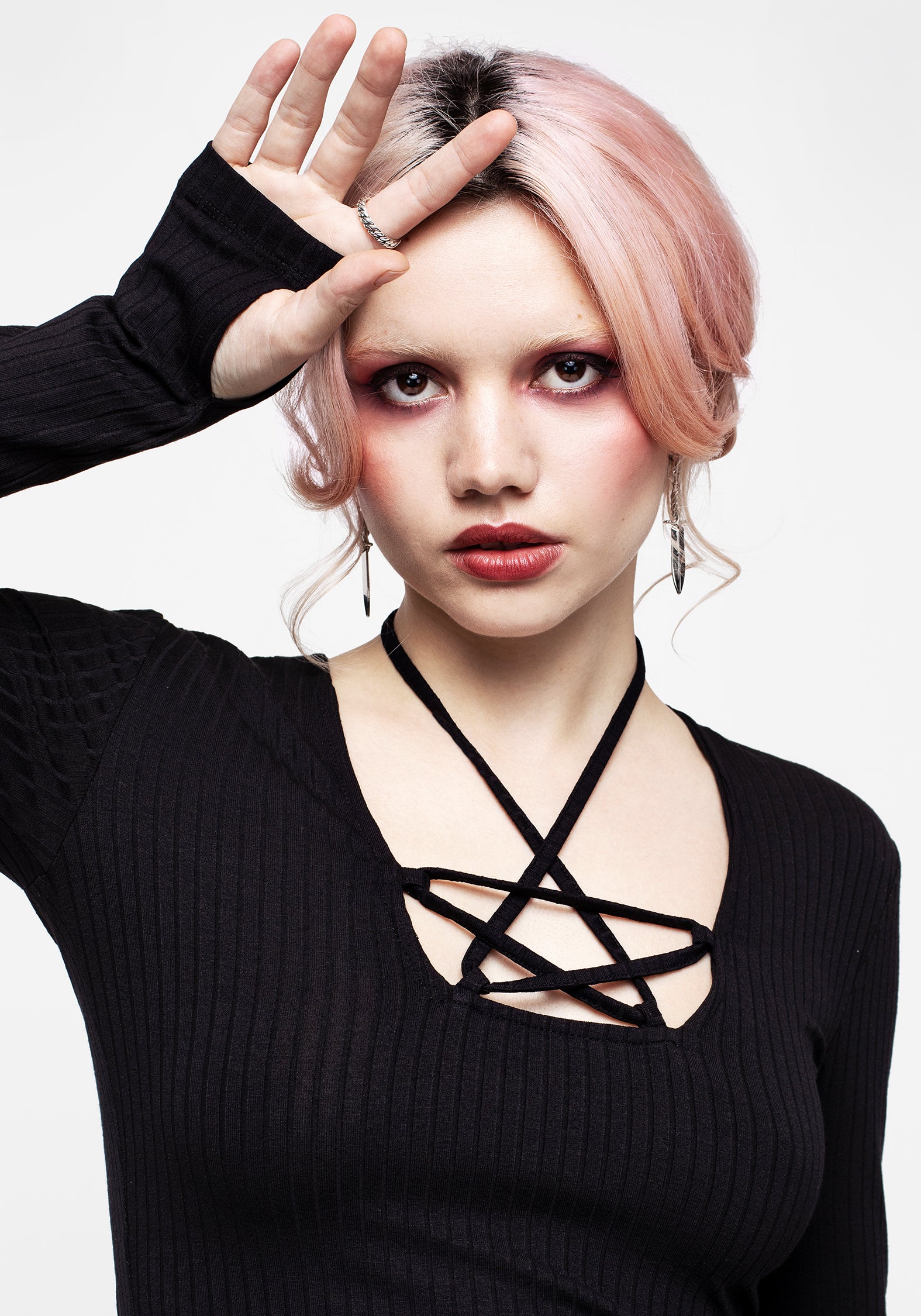 Disturbia | Joanna Pentagram Long Sleeve Ribbed Top | Tops