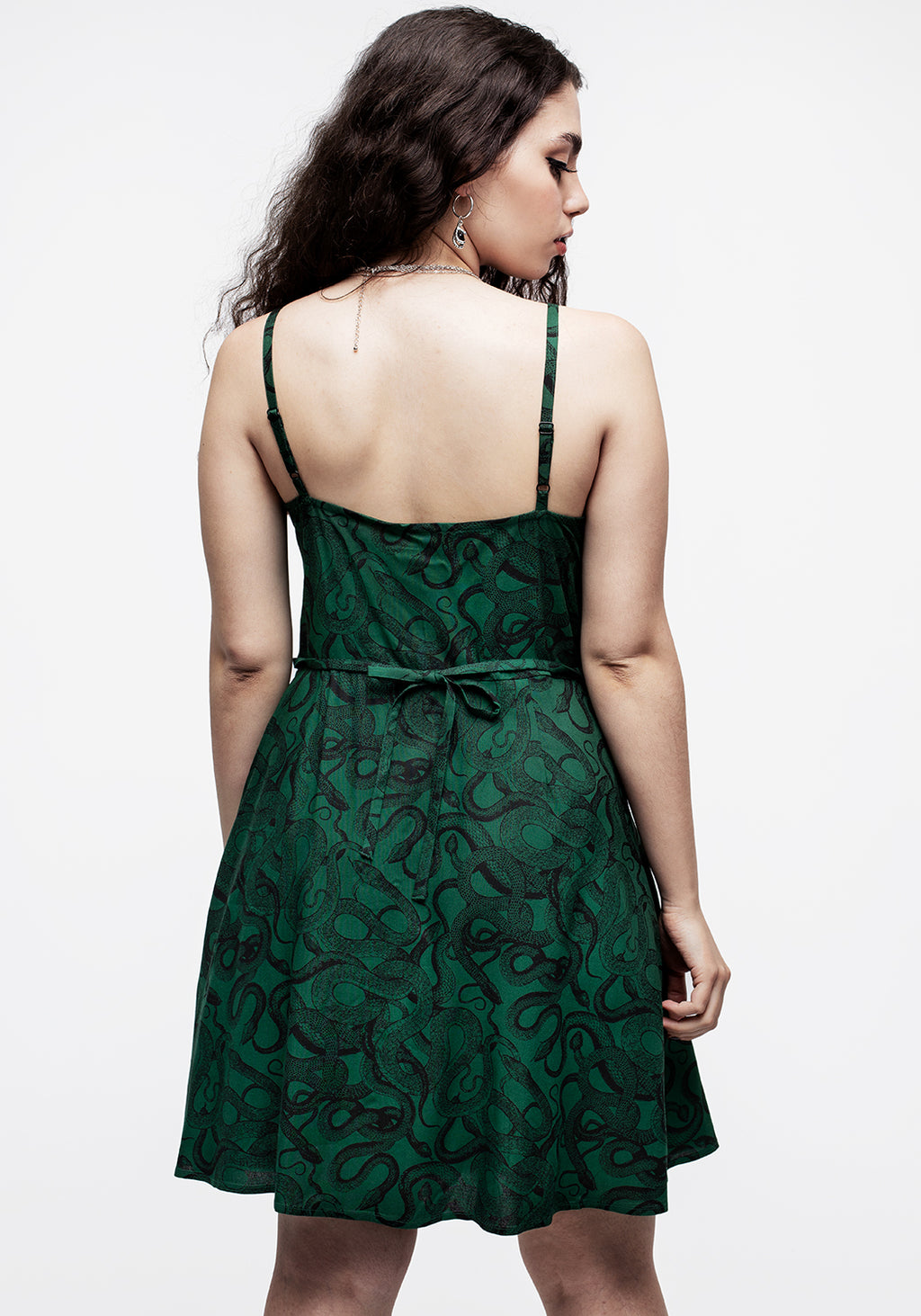 Disturbia | Ophidia Snake Print Button Up Mini Apron Dress - Green ...