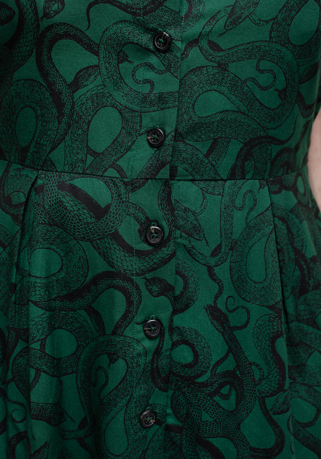 Disturbia | Ophidia Snake Print Button Up Mini Apron Dress - Green ...