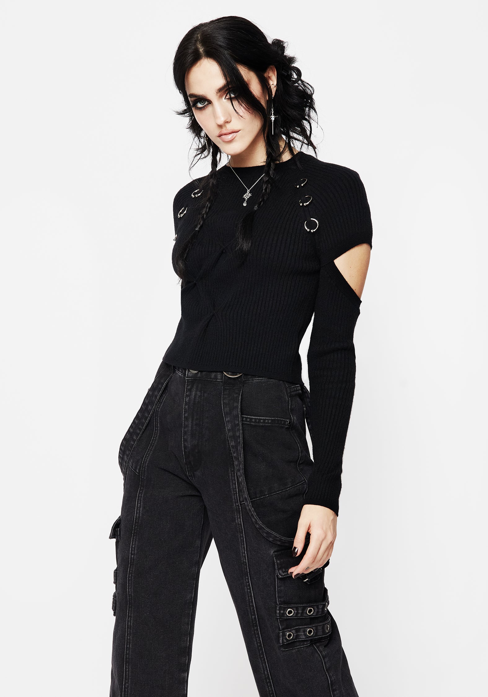 Disturbia | Captive Hardware Cut Out Rib Jumper | Jumpers
