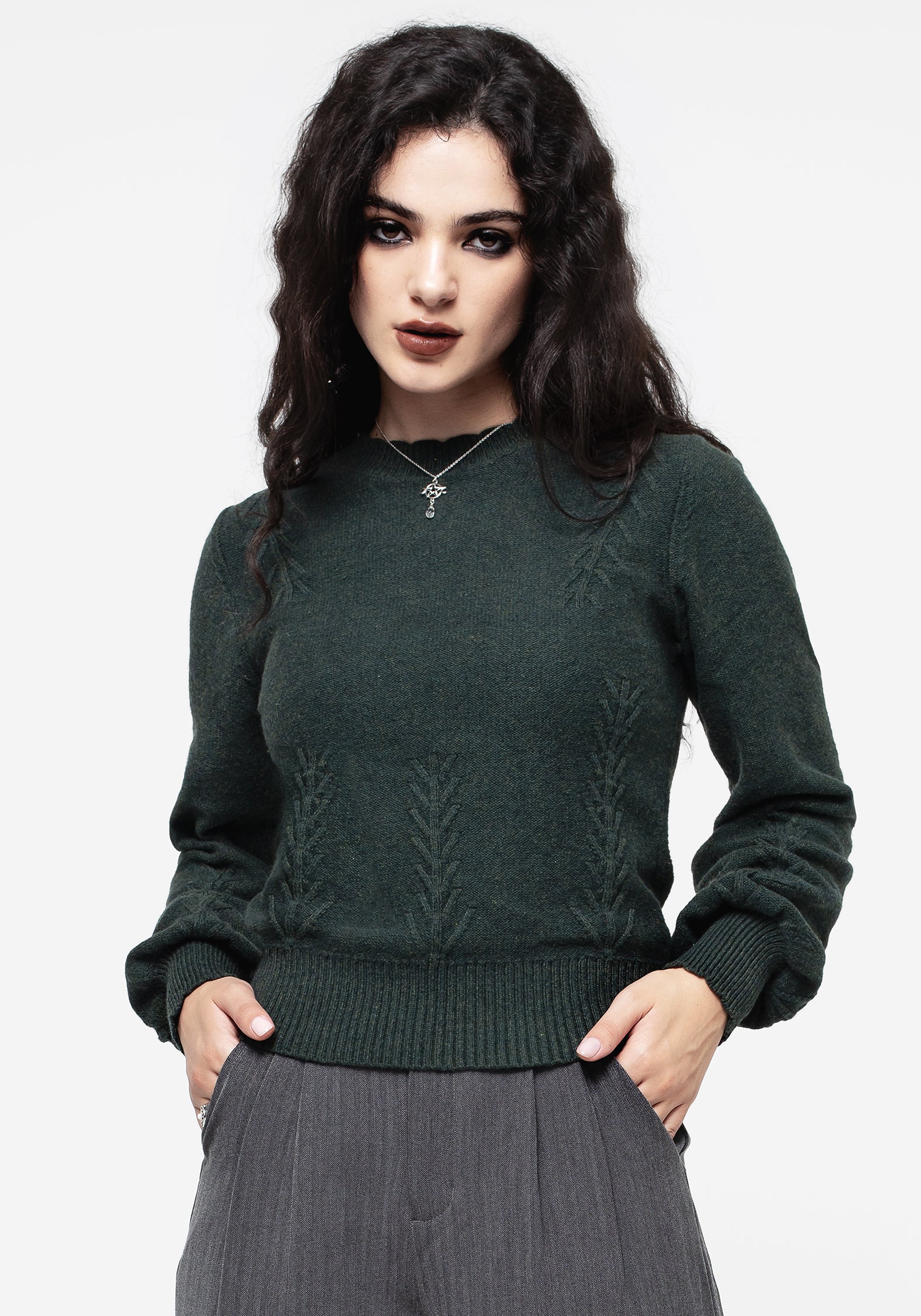 Disturbia | Canopy Raised Fern Intarsia Knit Jumper | Jumpers