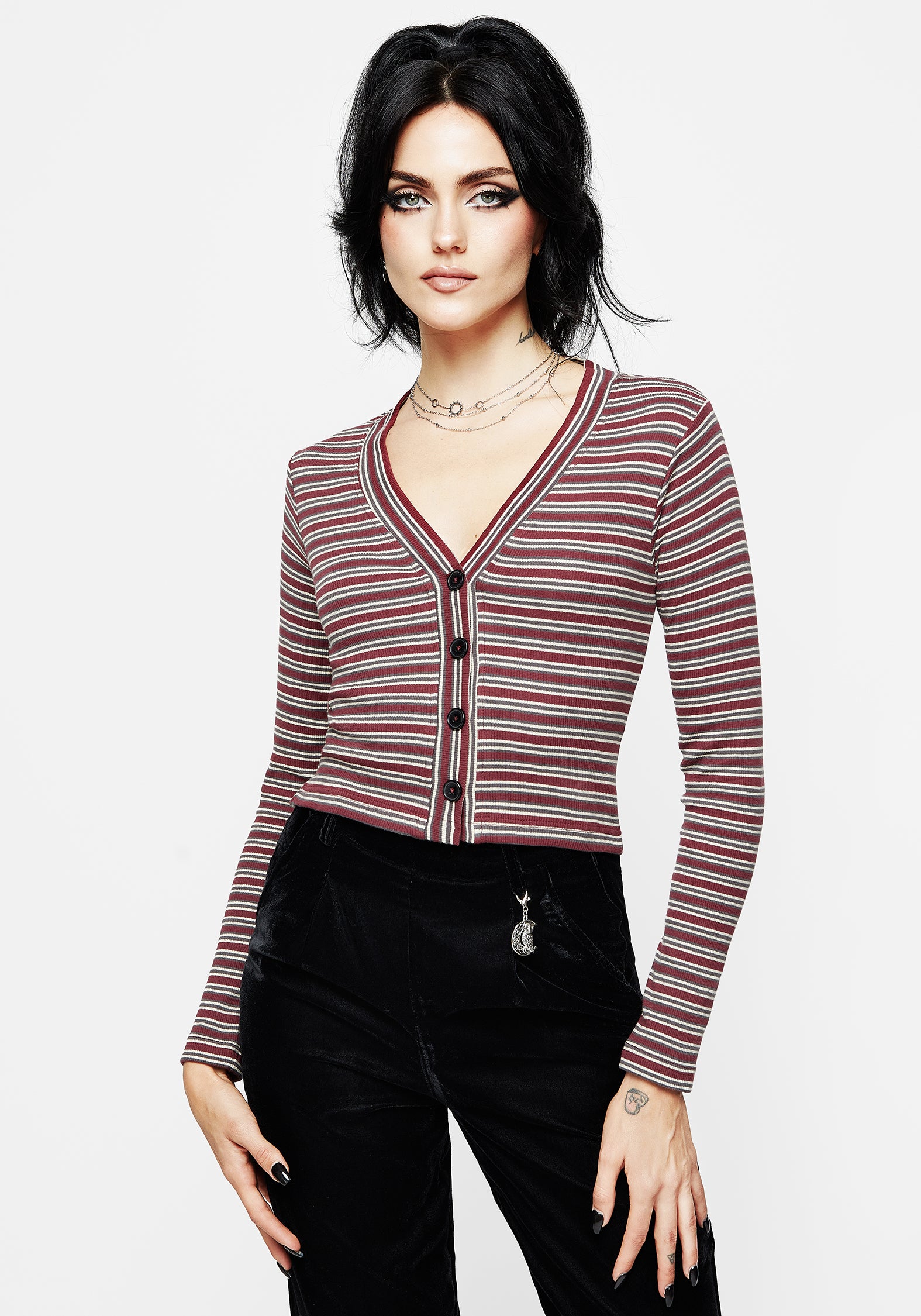 Disturbia | Calliophis Stripe Crop Cardigan | Cardigans