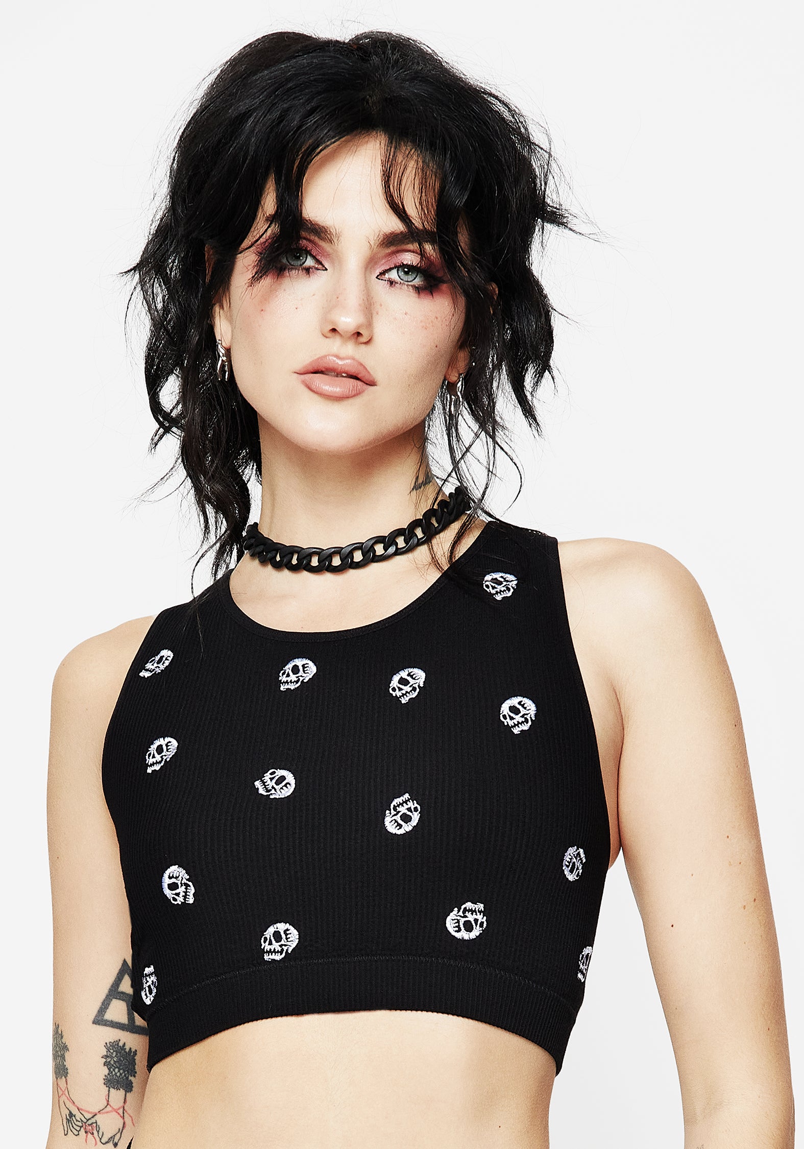 Disturbia | Mori Skull Embroidered Racerback Bralet | Bralets