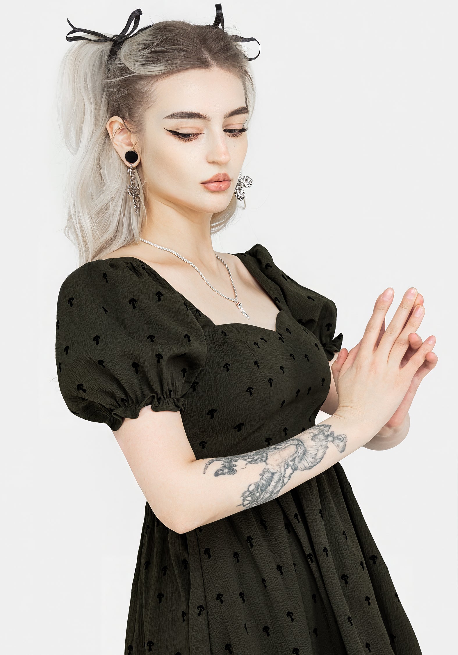 Disturbia | Chanterelle Velour Puff Sleeve Mini Dress | Dresses