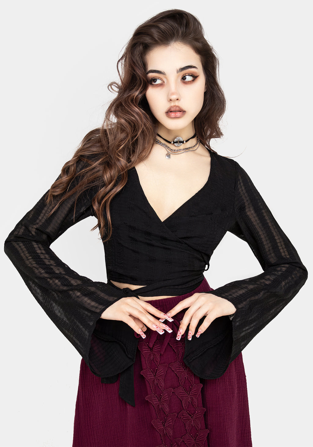 Nixie Flare Sleeve Wrap Top – Disturbia
