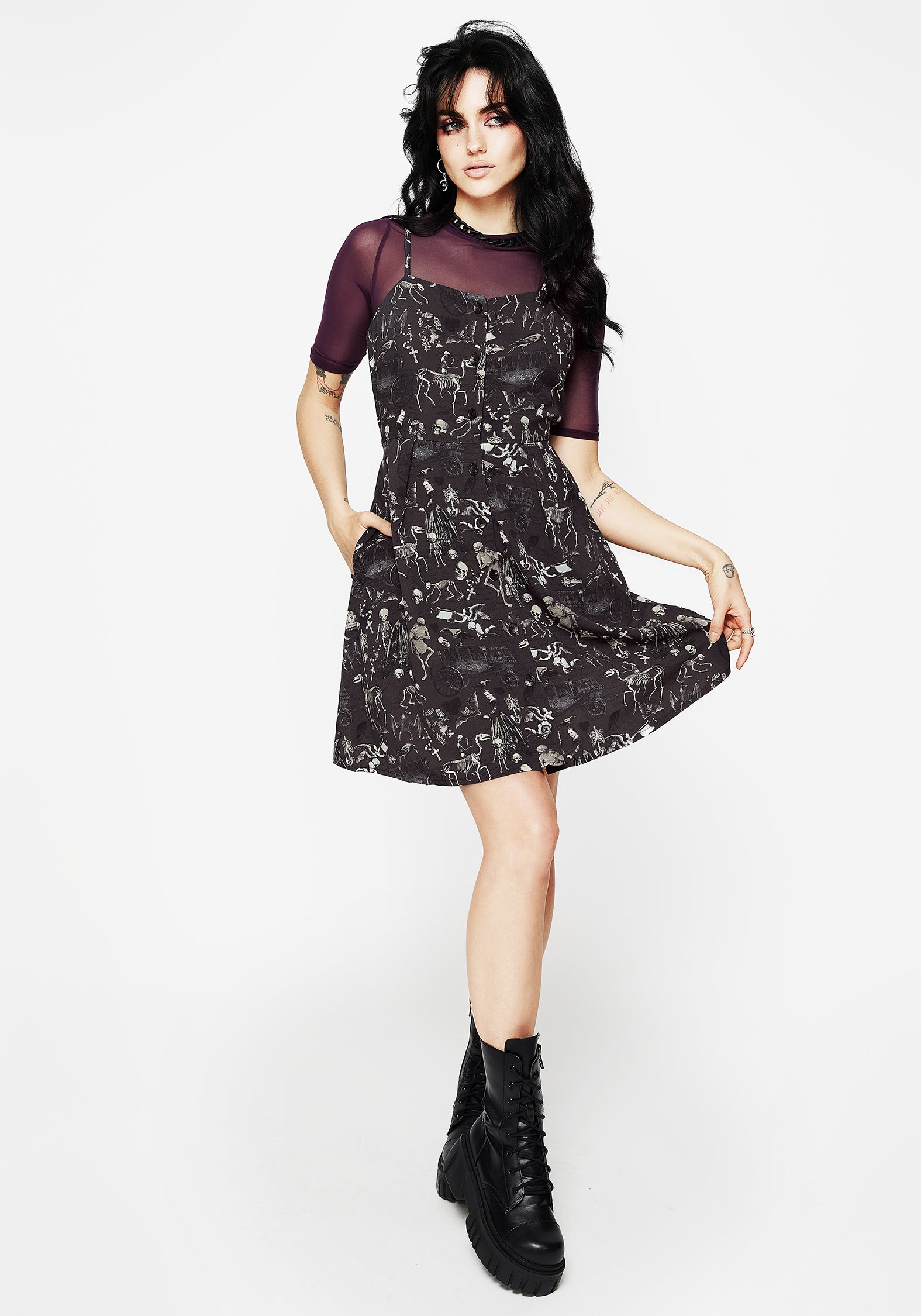 Disturbia | Melancholia Button Up Mini Apron Dress | Dresses