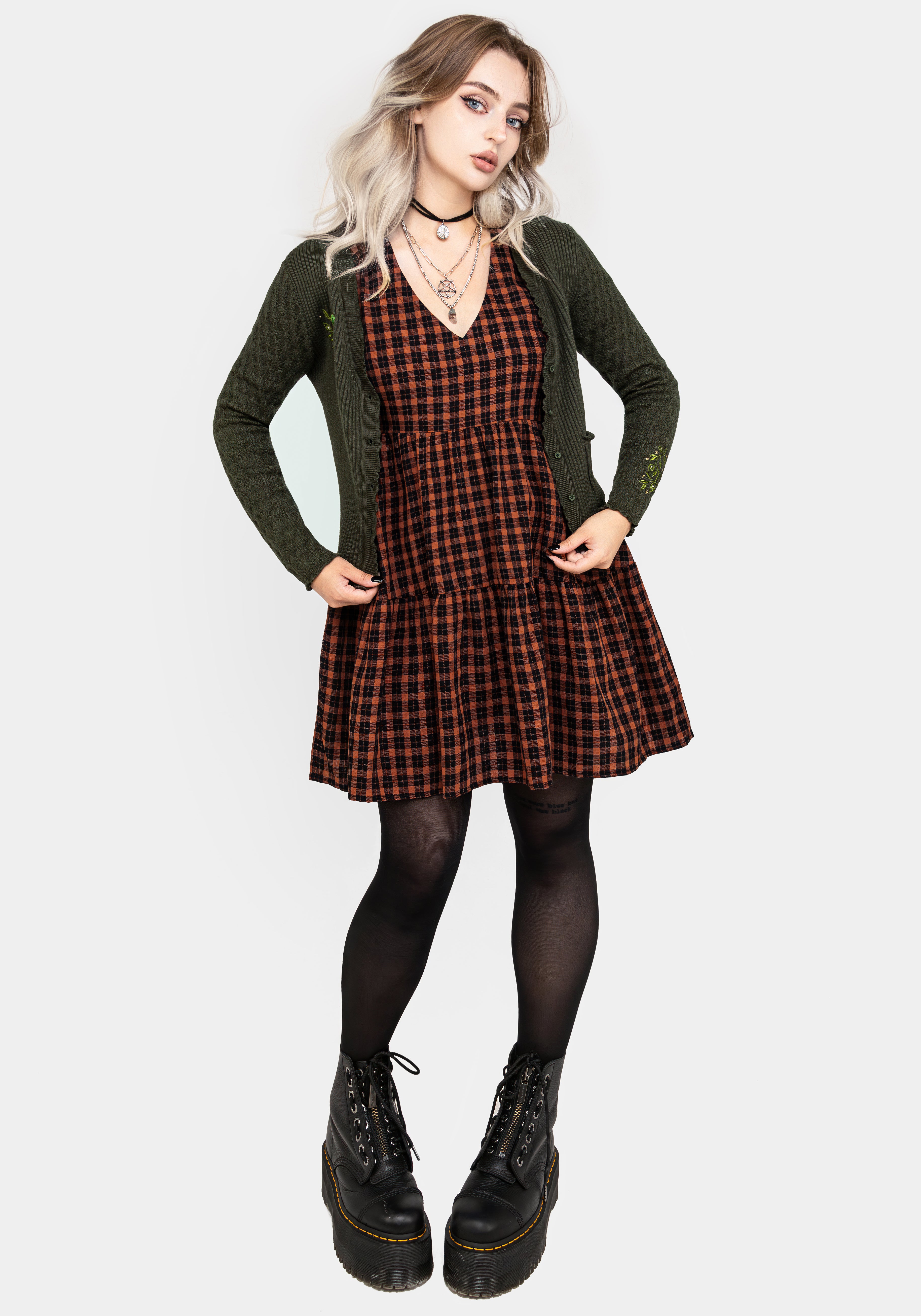 Disturbia | Terra Check Mini Smock Dress - Orange | Dresses