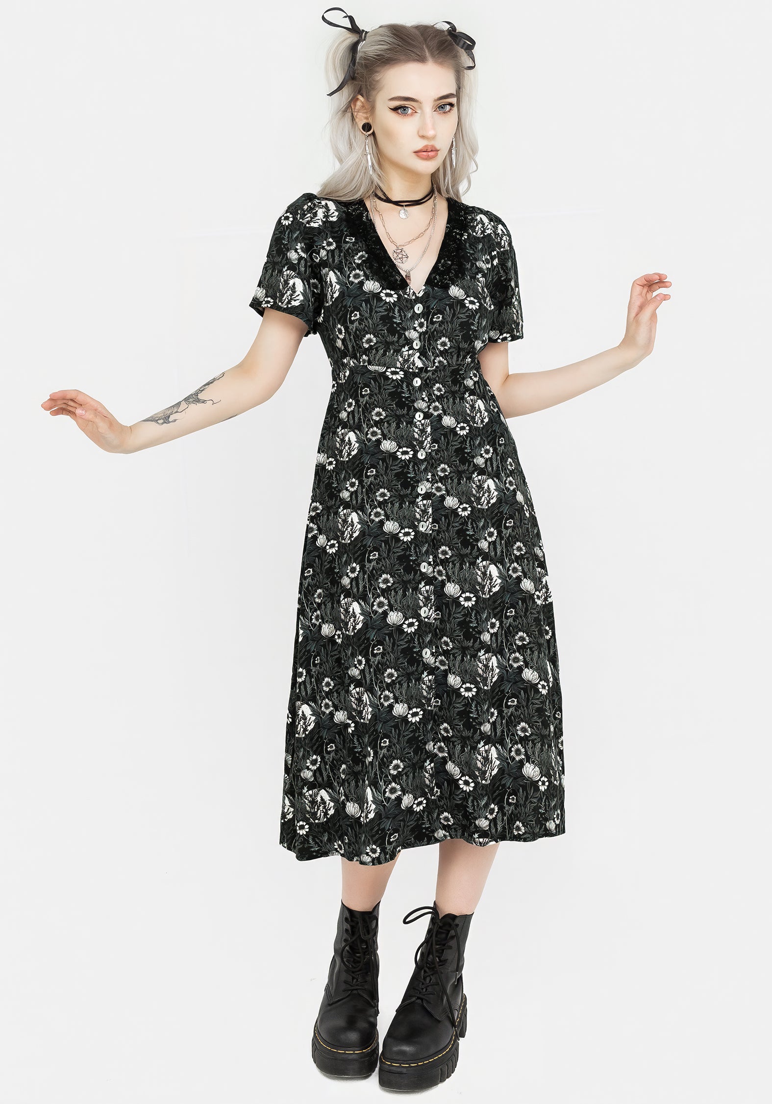 Disturbia | Nightbloom Button Up Midi Dress | Dresses
