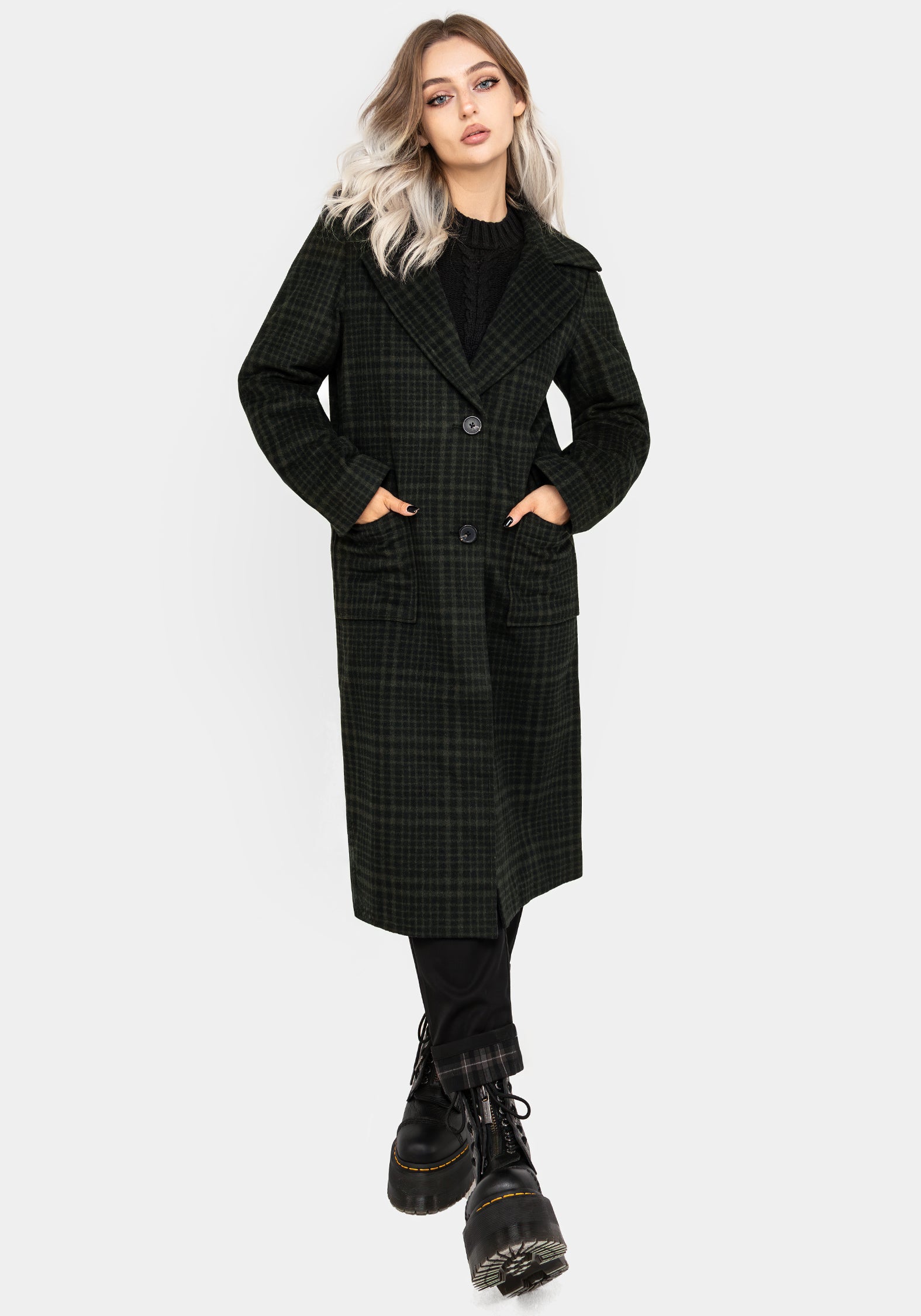 Disturbia | Jackdaw Check Wool Blend Duster Coat | Coats