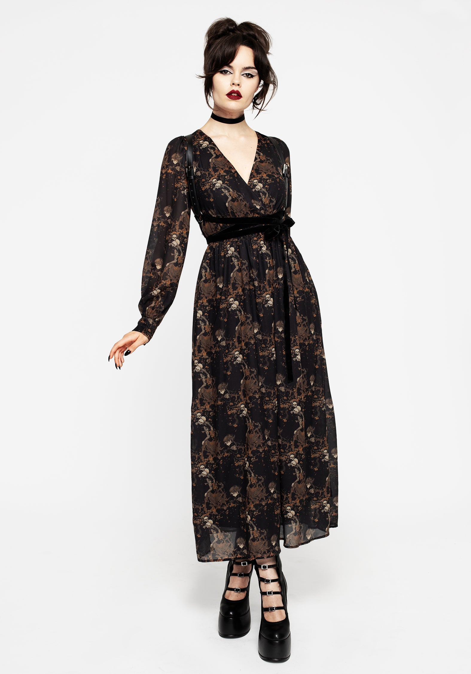 Disturbia | Underworld Chiffon Gathered Maxi Dress | Dresses